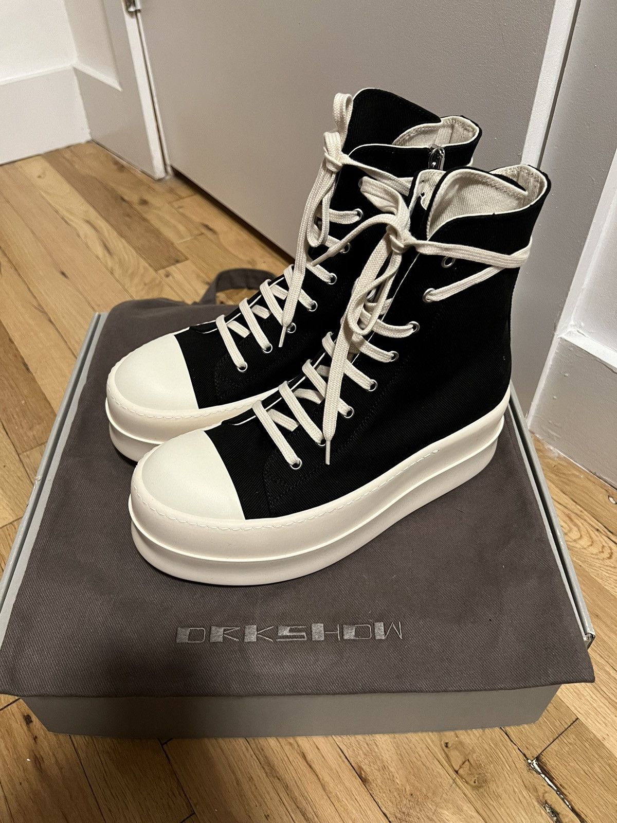 Rick Owens × Rick Owens Drkshdw Rick Owens double bumper Ramones high ...