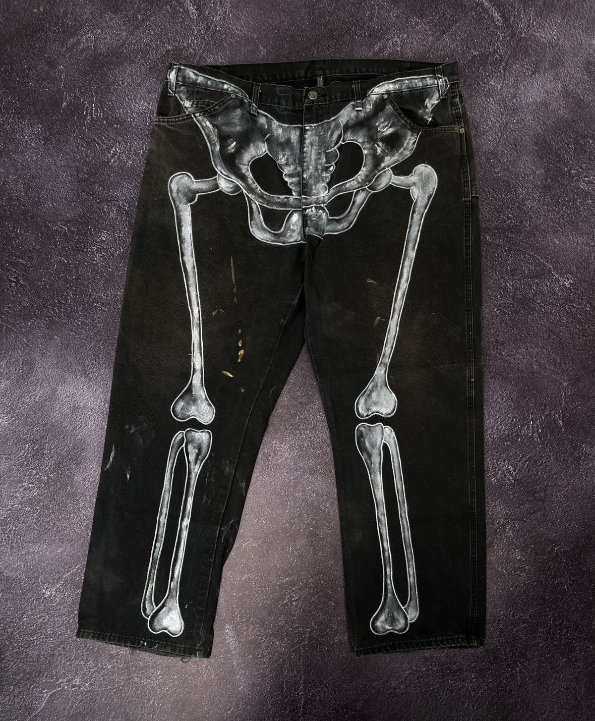 Vintage Vintage 90s Dickies Skeleton Custom Black Baggy Pants Jeans ...