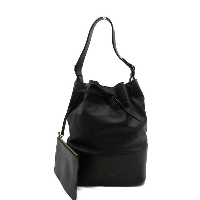 Celine CELINE bucket bag medium Black leather | Grailed