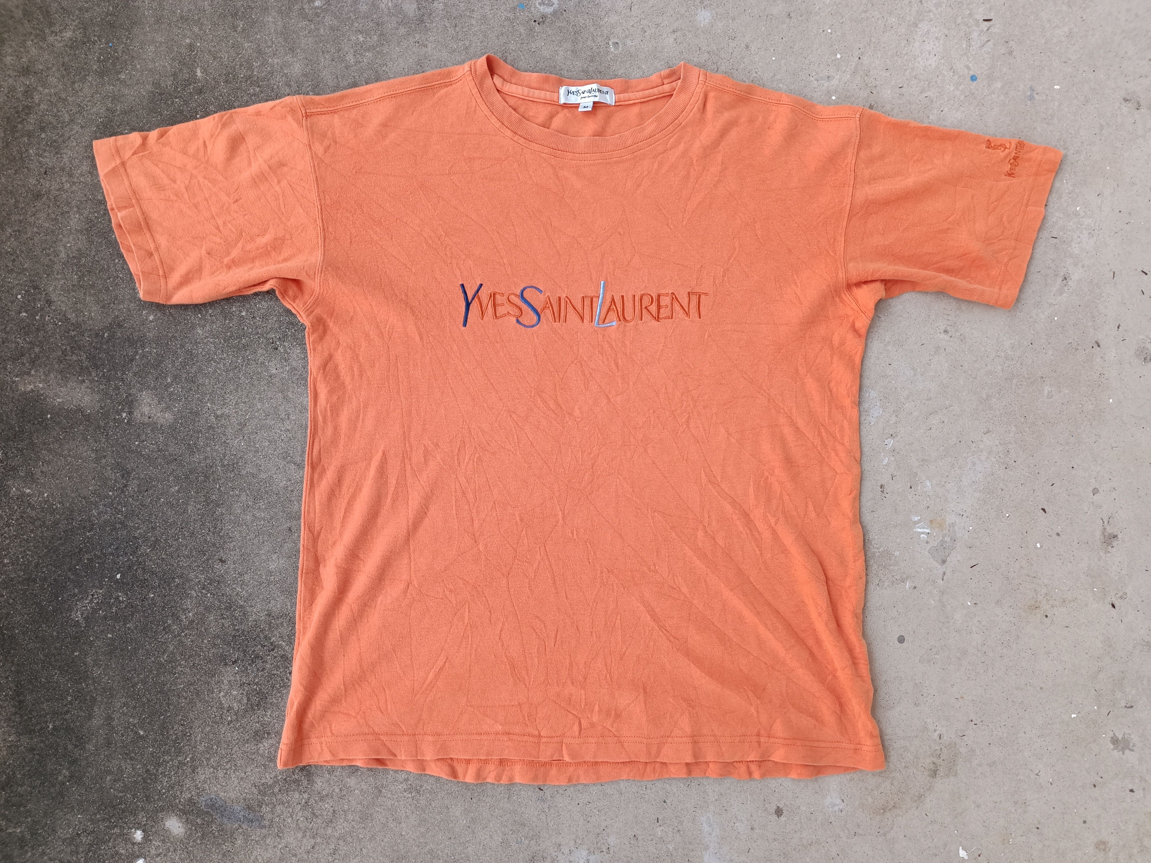 Yves Saint Laurent t shirt ysl pour homme logo embroidery | Grailed