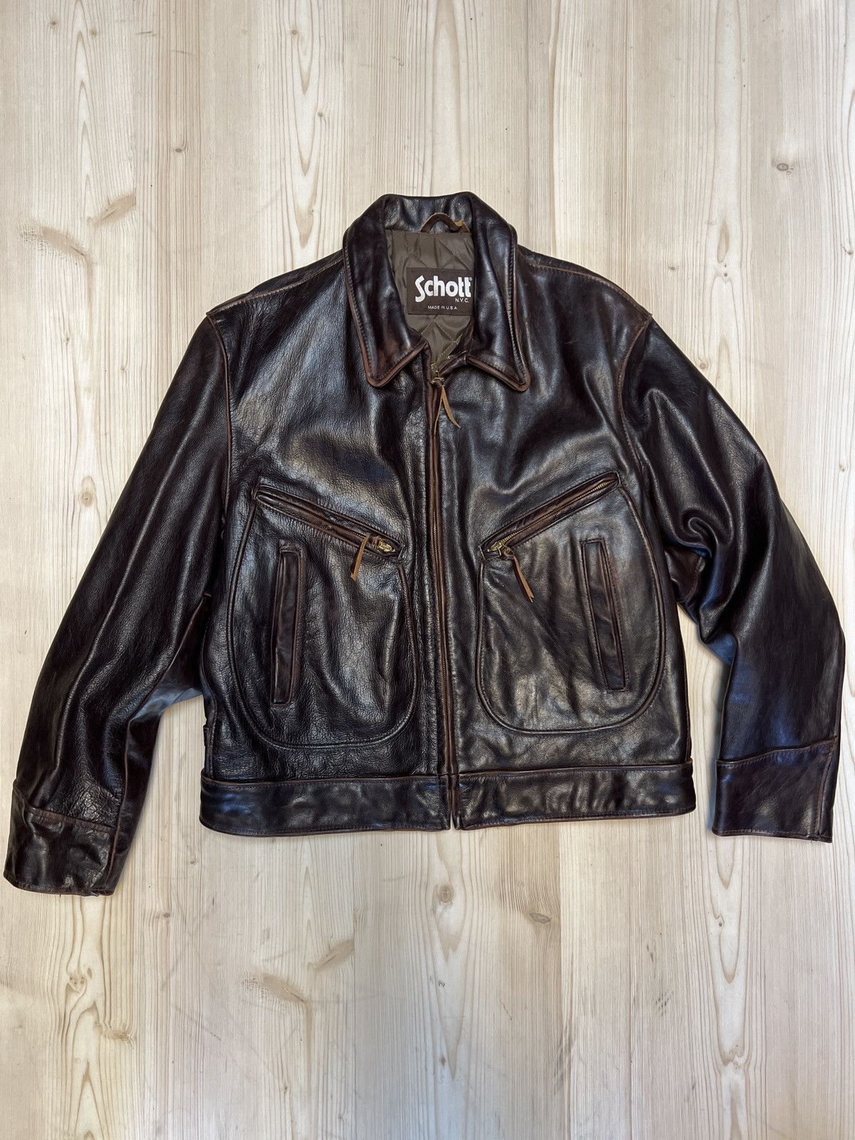 Schott Schott Classic Thick Leather Bomber Jacket | Grailed