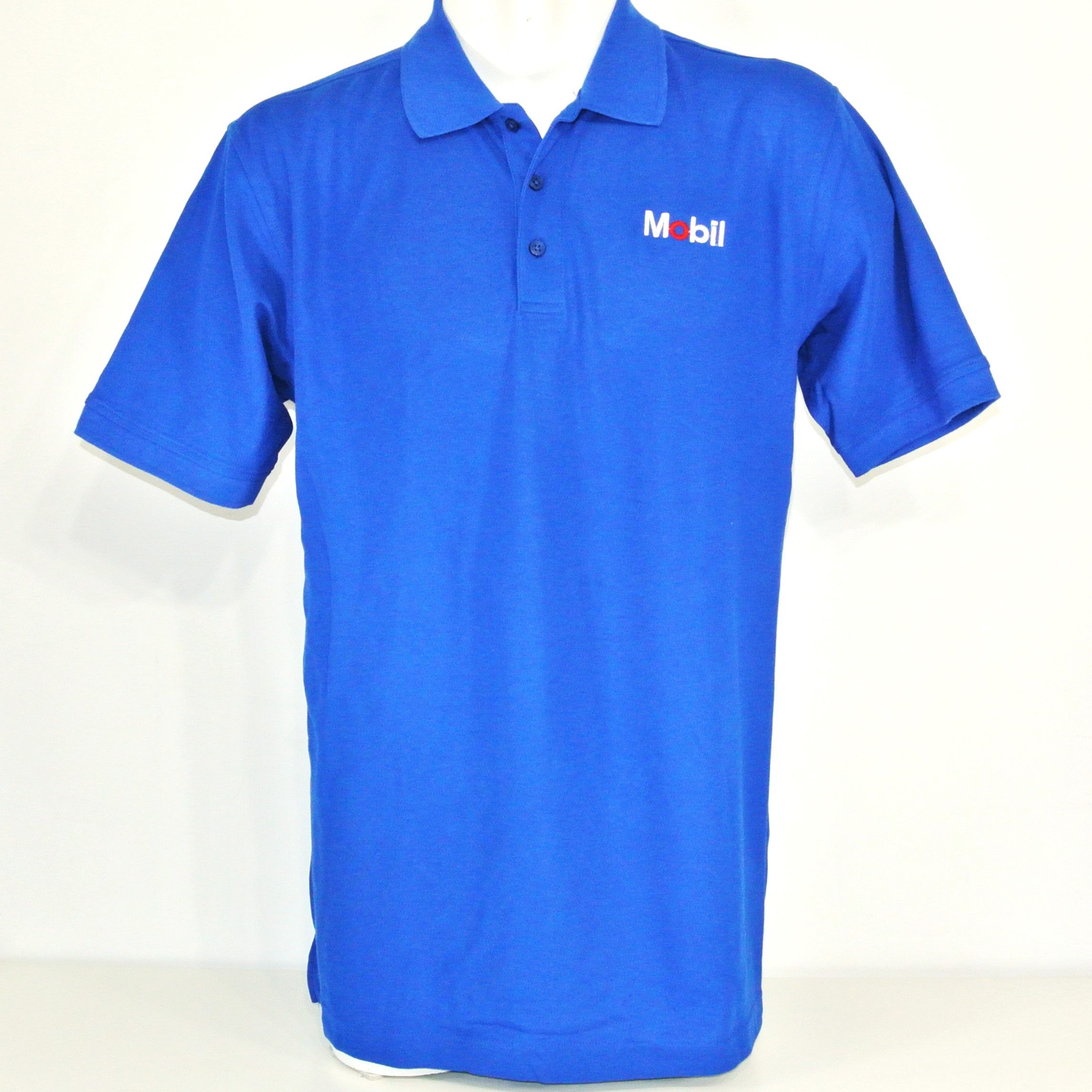 Mando MOBIL Gas Station Oil Employee Uniform Polo Shirt Blue | Grailed
