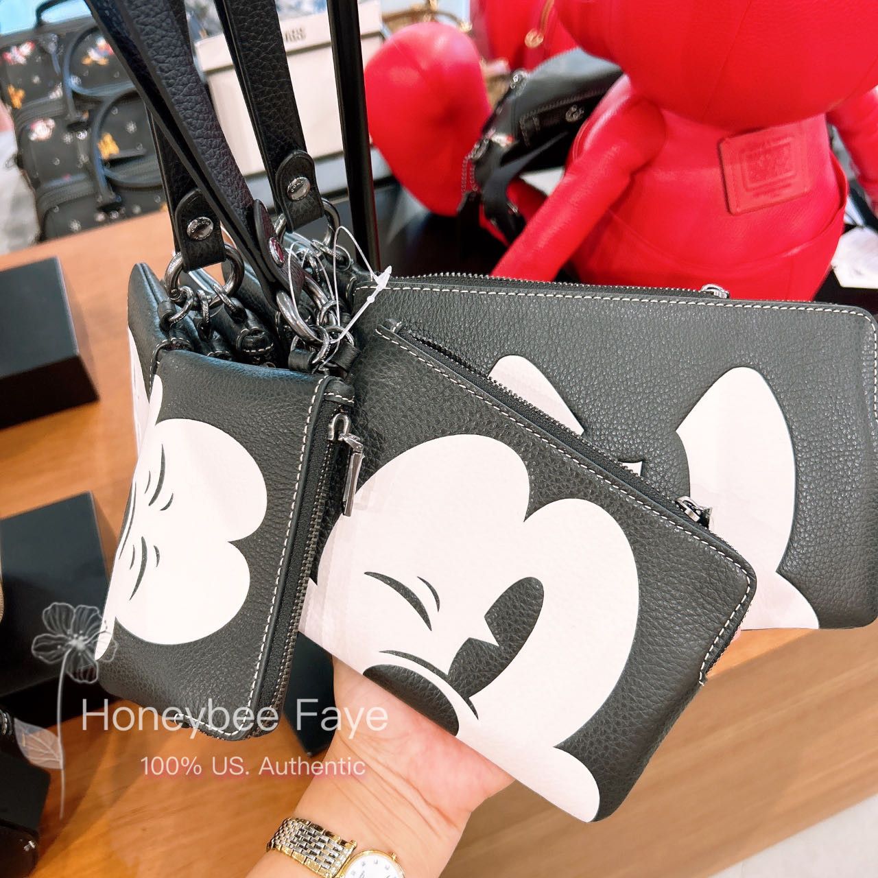 Coach Disney X Coach Corner Zip Trio With Mickey Mouse Faces | Grailed
