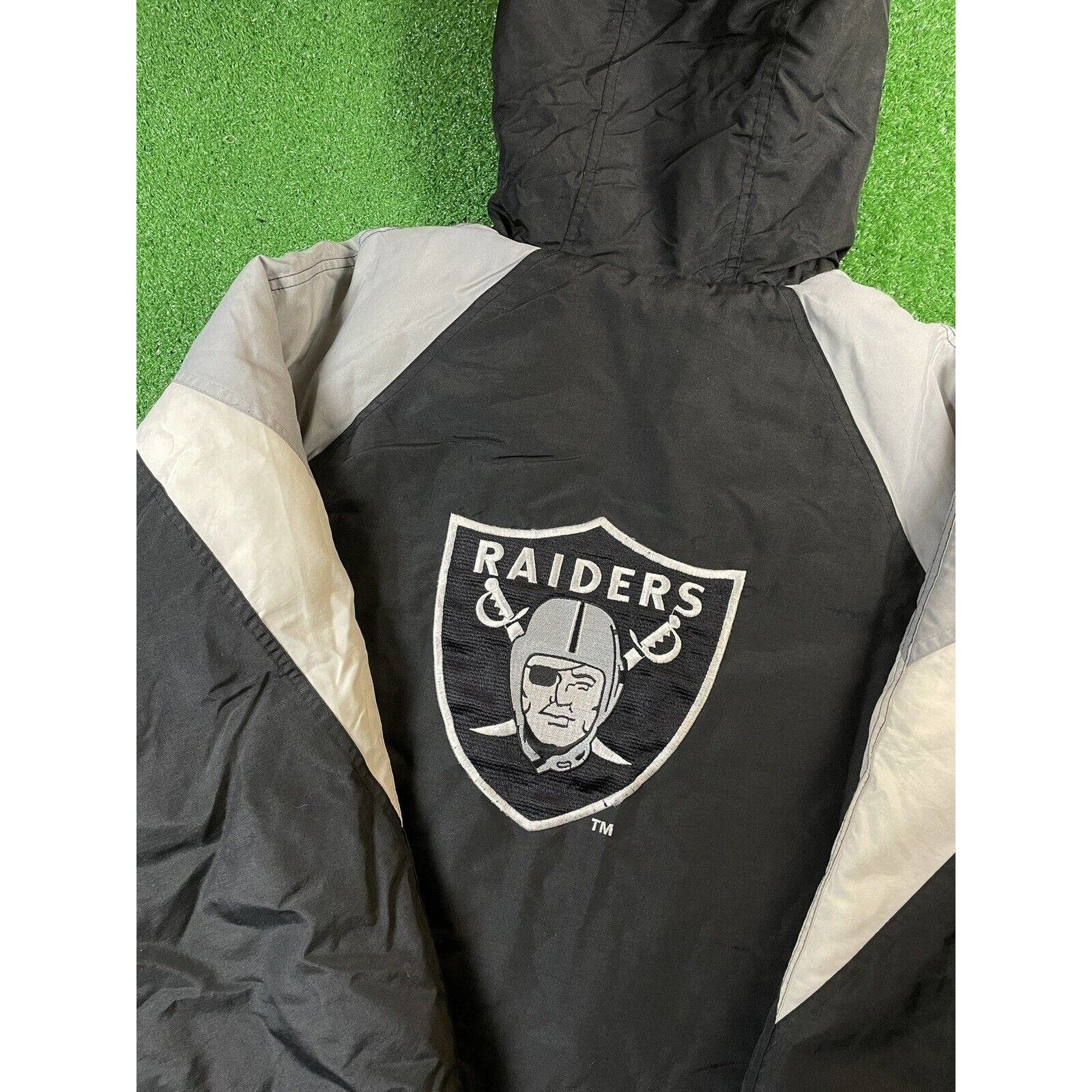 Starter Vintage 90s Raiders Medium Puffer Zip Black Starter Jacket ...