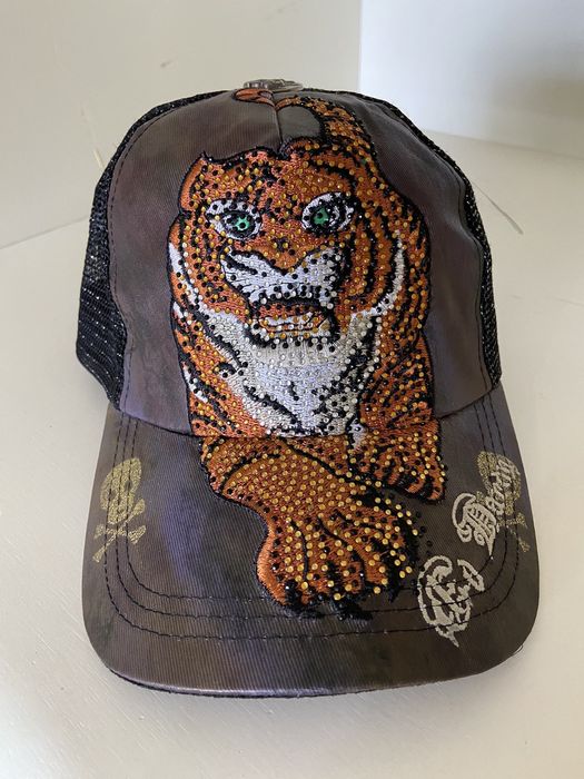 Ed Hardy Don Ed Hardy Rhinestone Tiger Mesh Trucker Hat | Grailed