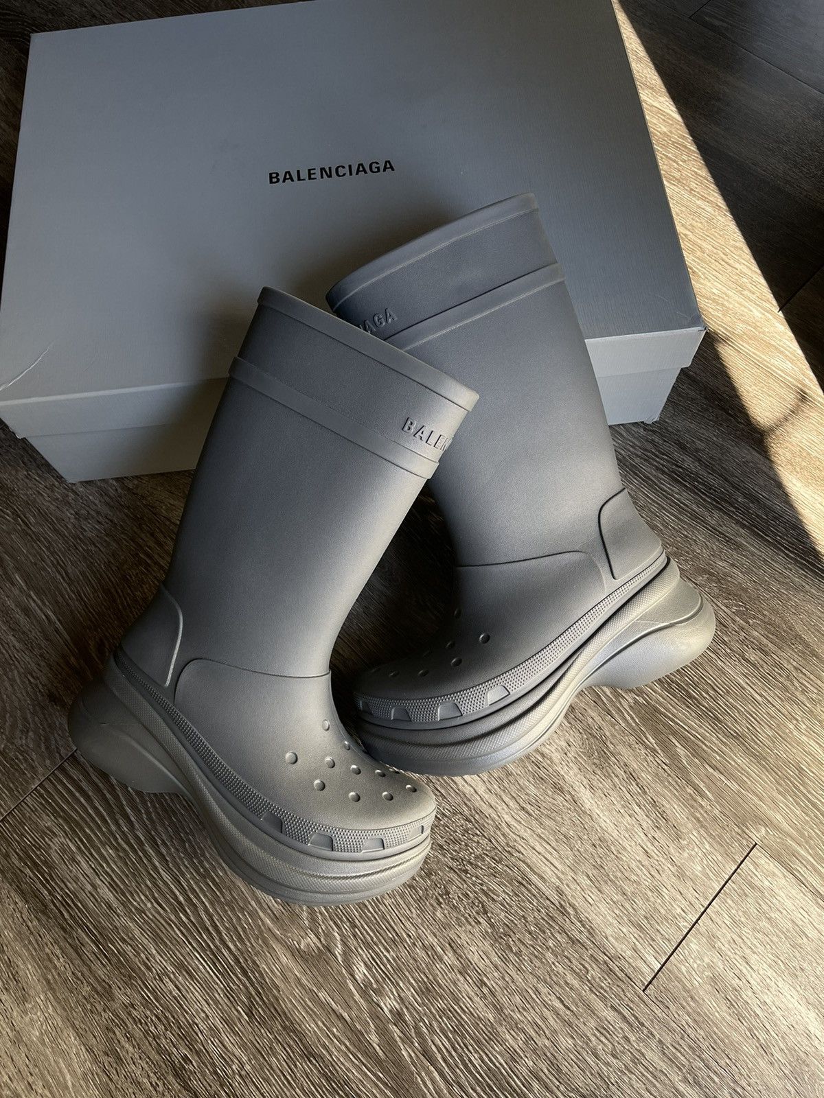Balenciaga × Crocs Balenciaga Croc Boots Hightop Rubber Sneaker | Grailed