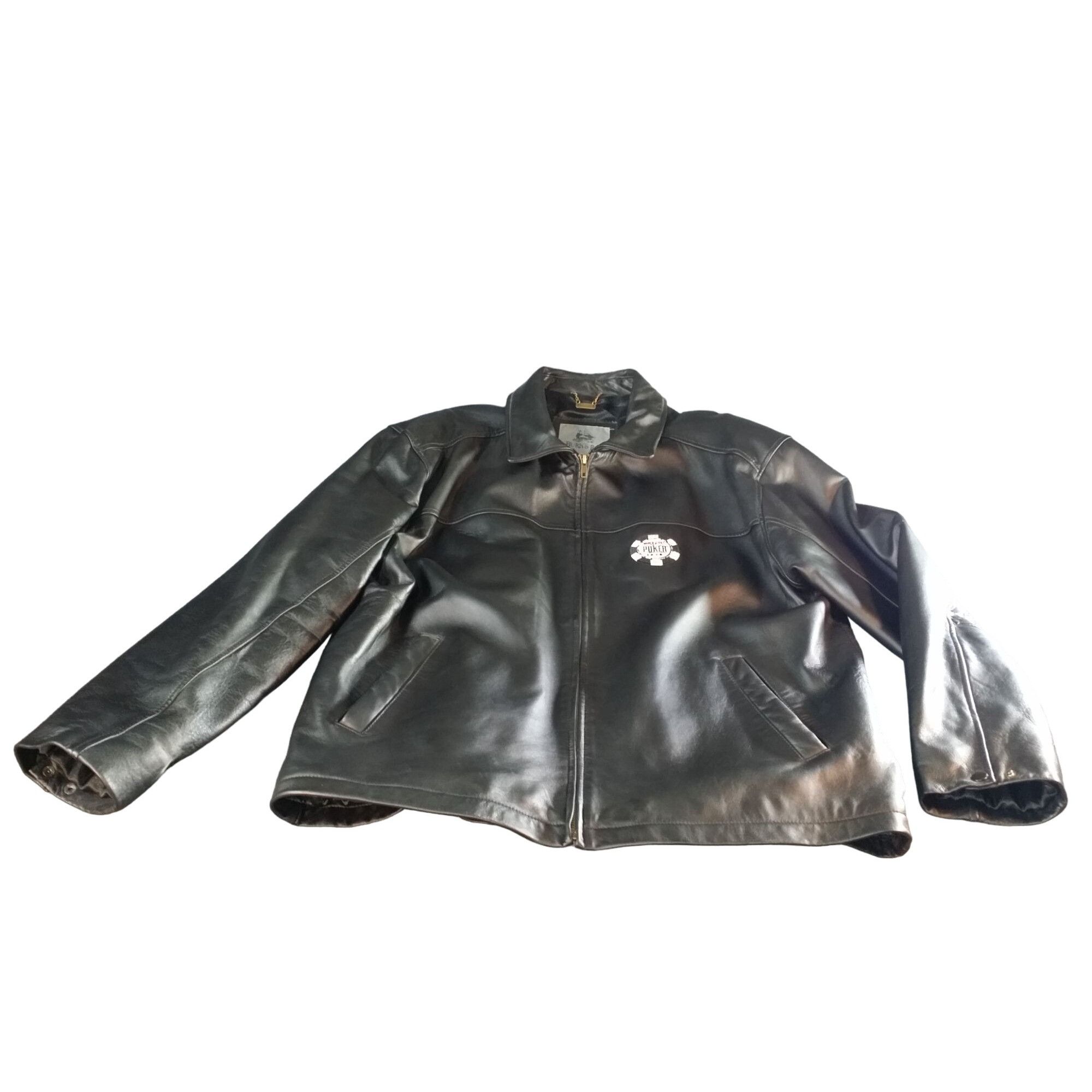 Vintage World Series Of Poker Genuine Leather Jacket Men Sz XL Black ...