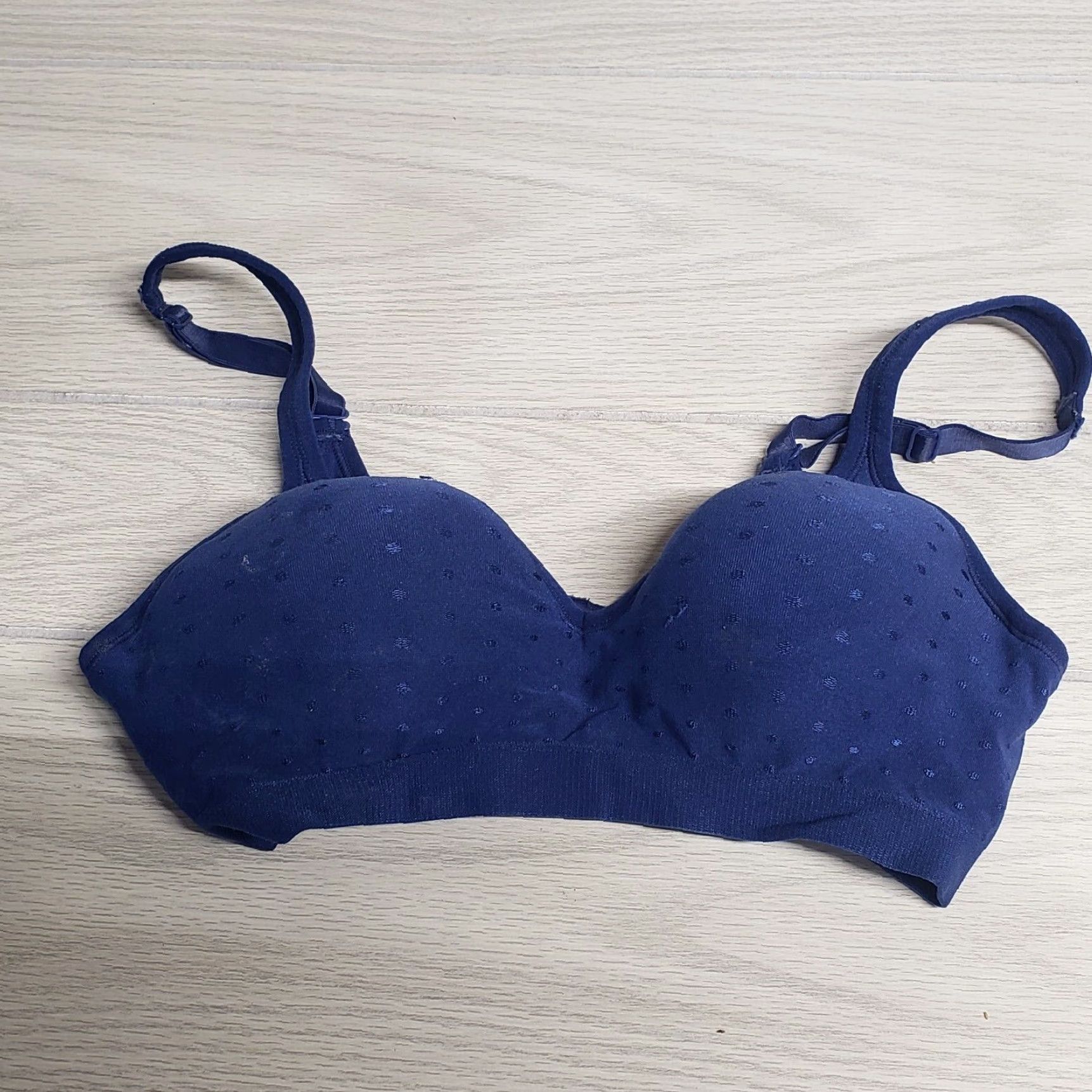 Vintage Navy Blue Polka Dot Shaping Comfort Wireless Smoothing Bra for ...