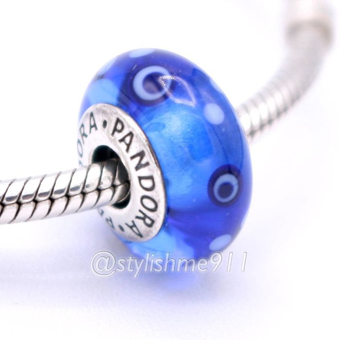 pandora Authentic Pandora Blue Bubbles Glass Murano Charm | Grailed