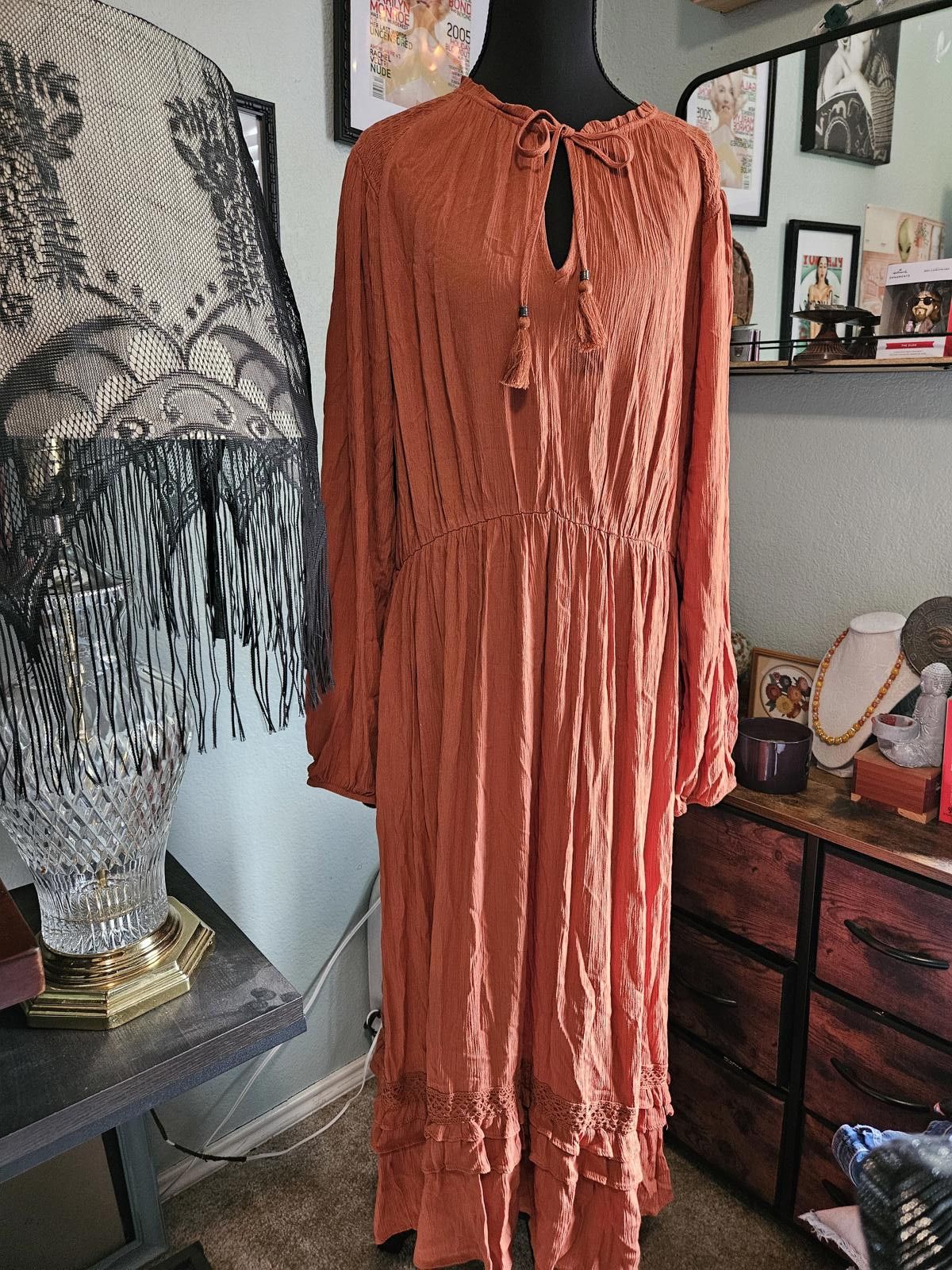 Designer Knox Rose NWT fall, peasant, renaissance style dress Large ...
