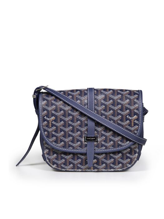 Goyard Navy Coated Canvas Belvedere Messenger PM Bag | Grailed
