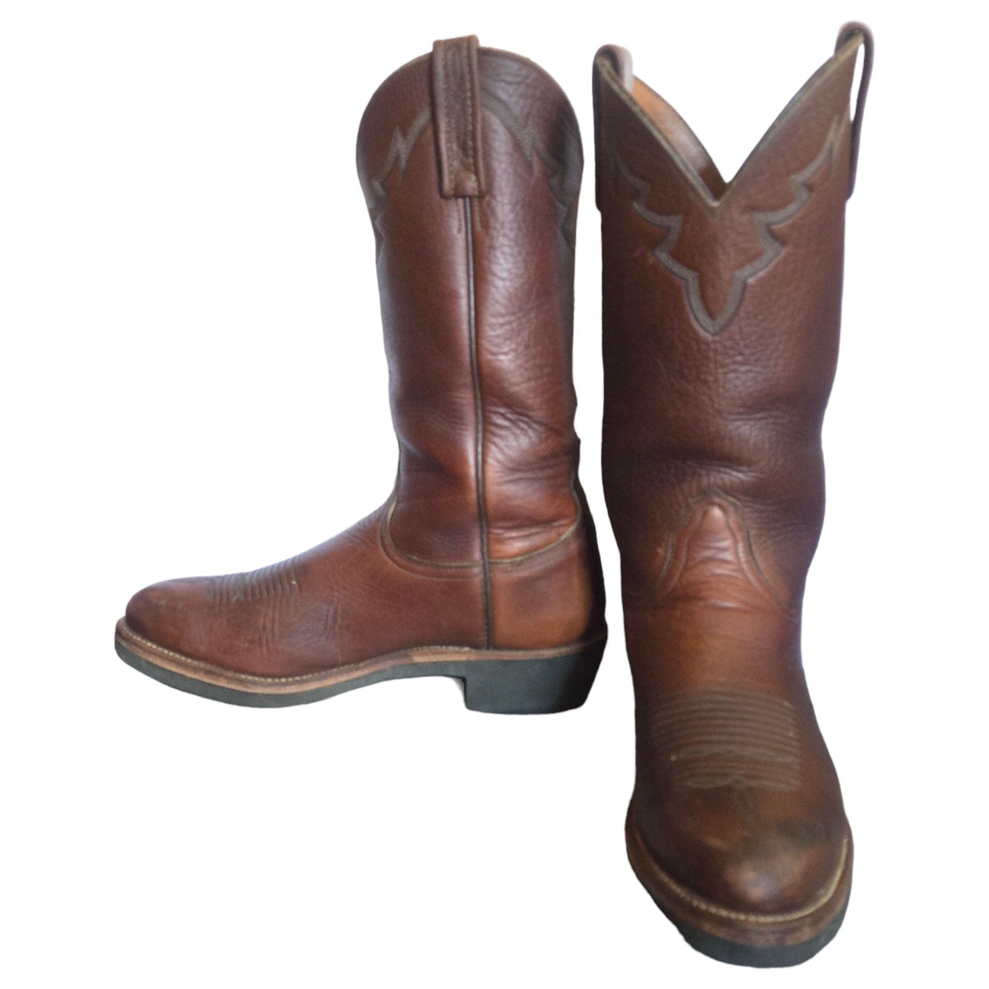 Lucchese Lucchese Cowboy Boots Vintage Brown Leather Mens 9 D Western ...