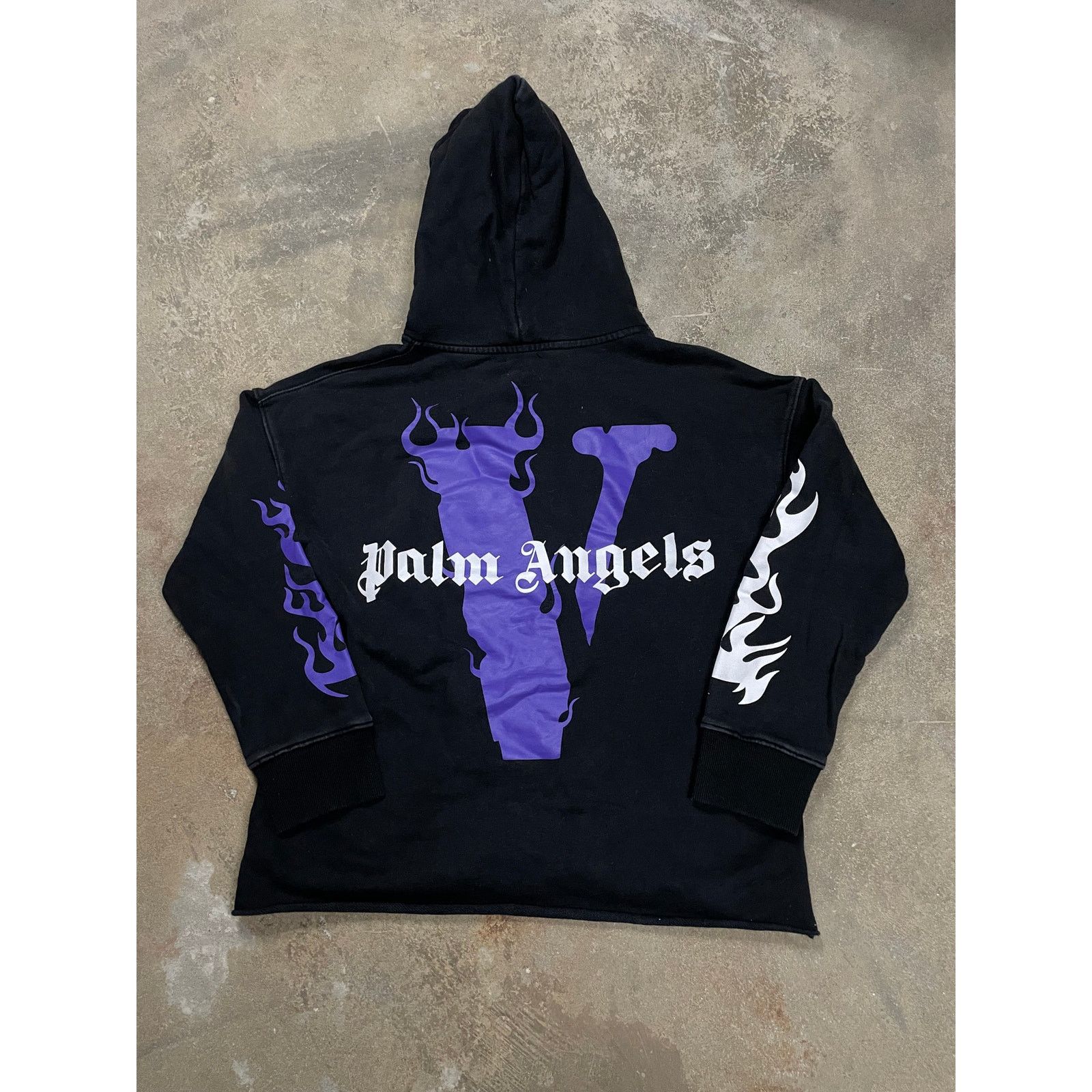Vlone VLONE Palm Angels Hoodie Black Purple Used Small | Grailed