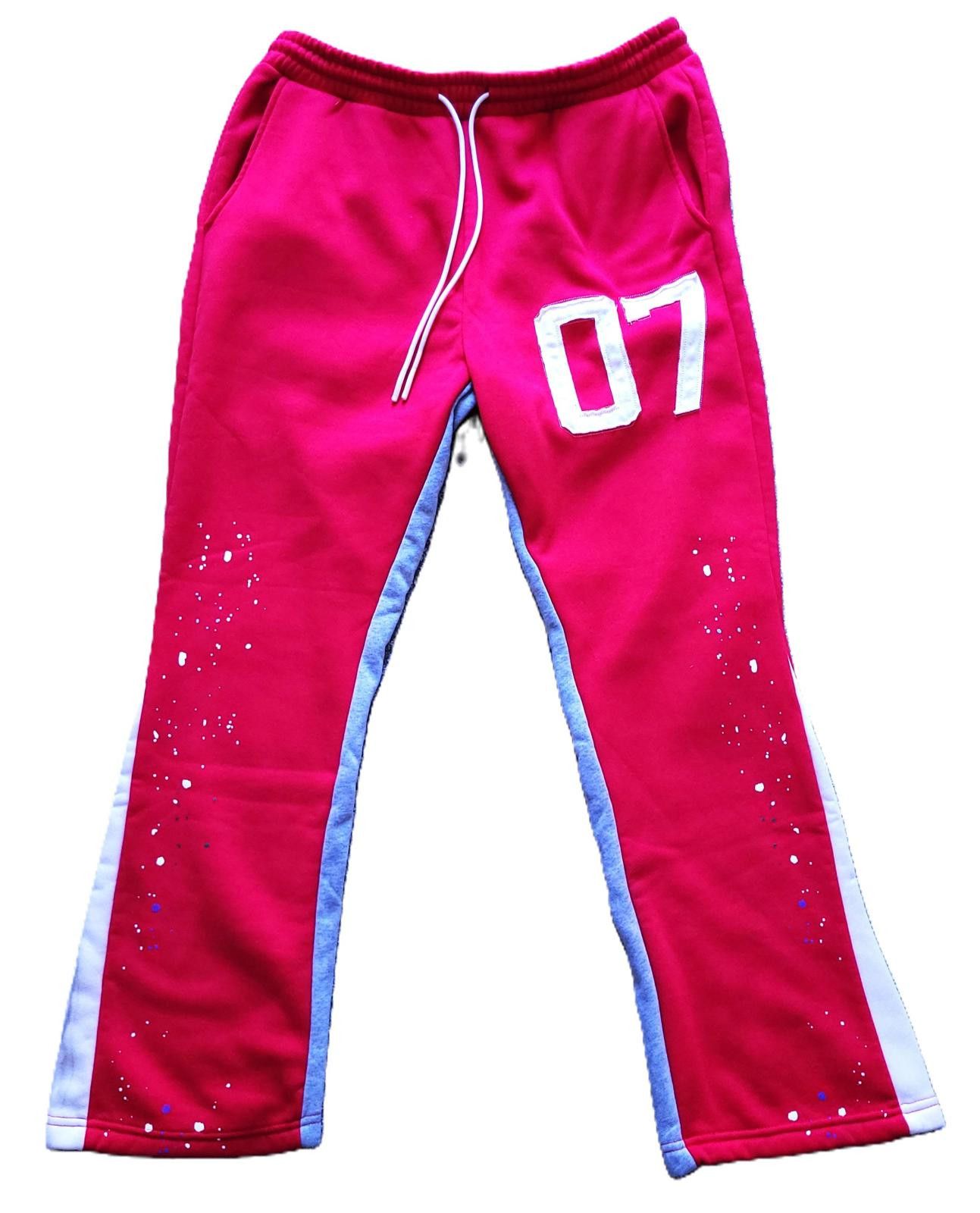 Other Sumwon Red Jogger Sweatpants XL Paint Splatter Track Pants | Grailed