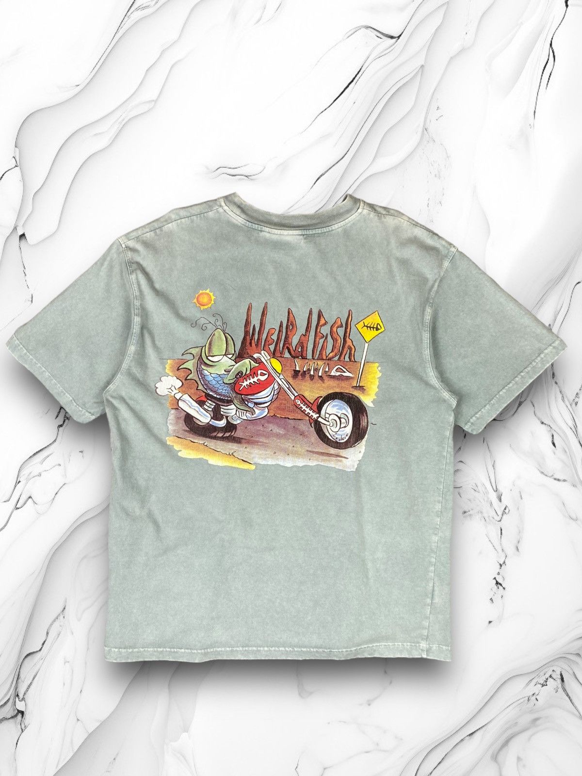 Band Tees × Humor × Vintage Vintage Weird Fish Harley Davidson Big Logo ...