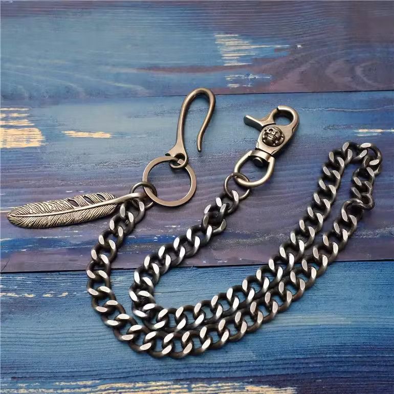 Streetwear Heavy Brass Skull Biker Jean Wallet Belts Gun black | Grailed