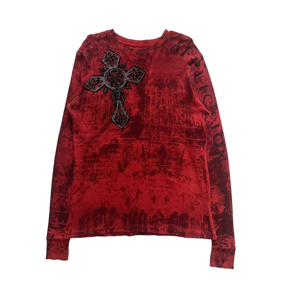 Vintage Affliction Cross Wing Grunge Y2K Thermal Style Long Sleeve ...