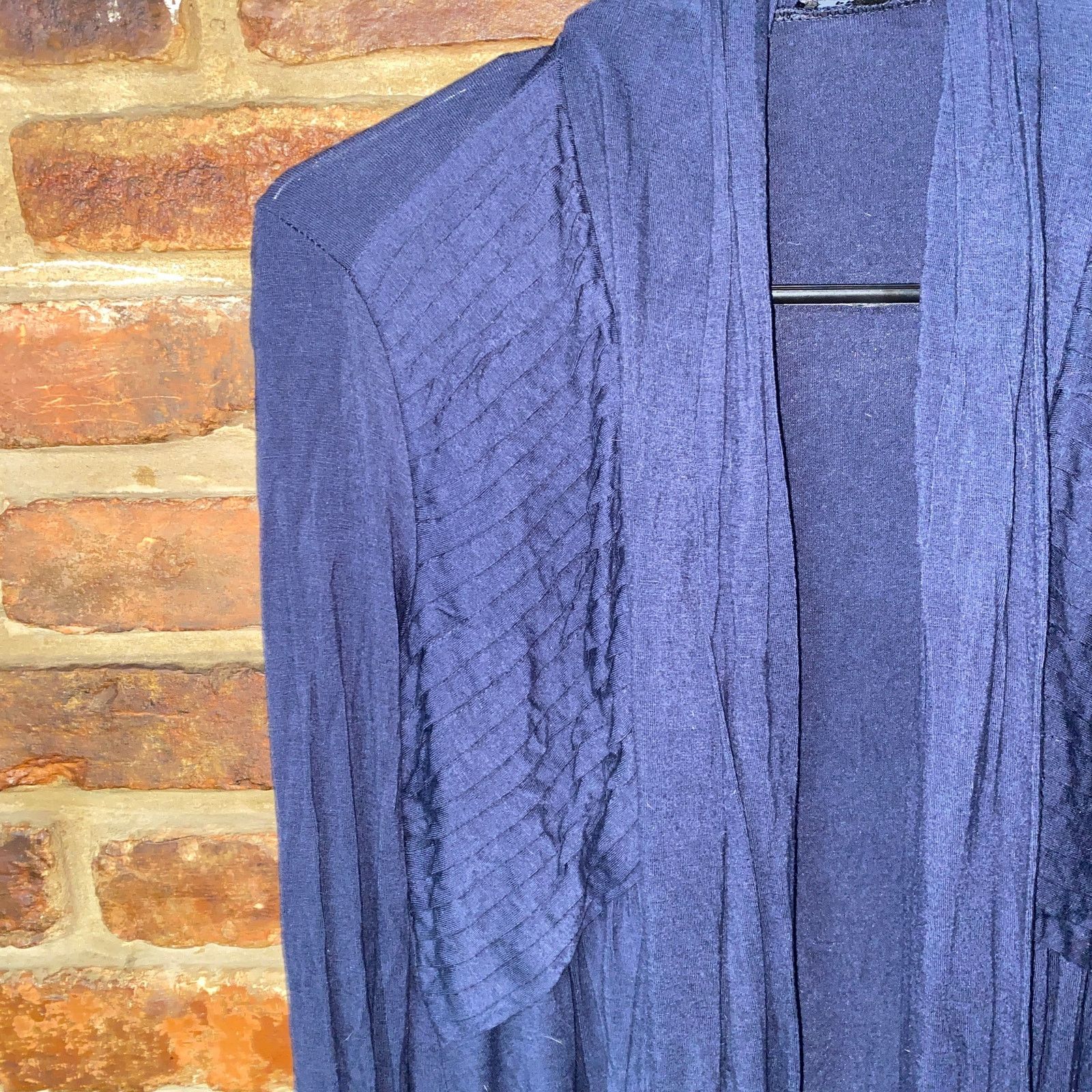 Other Premise Studio Navy Blue Pleated Open Cardigan Sweater Small ...