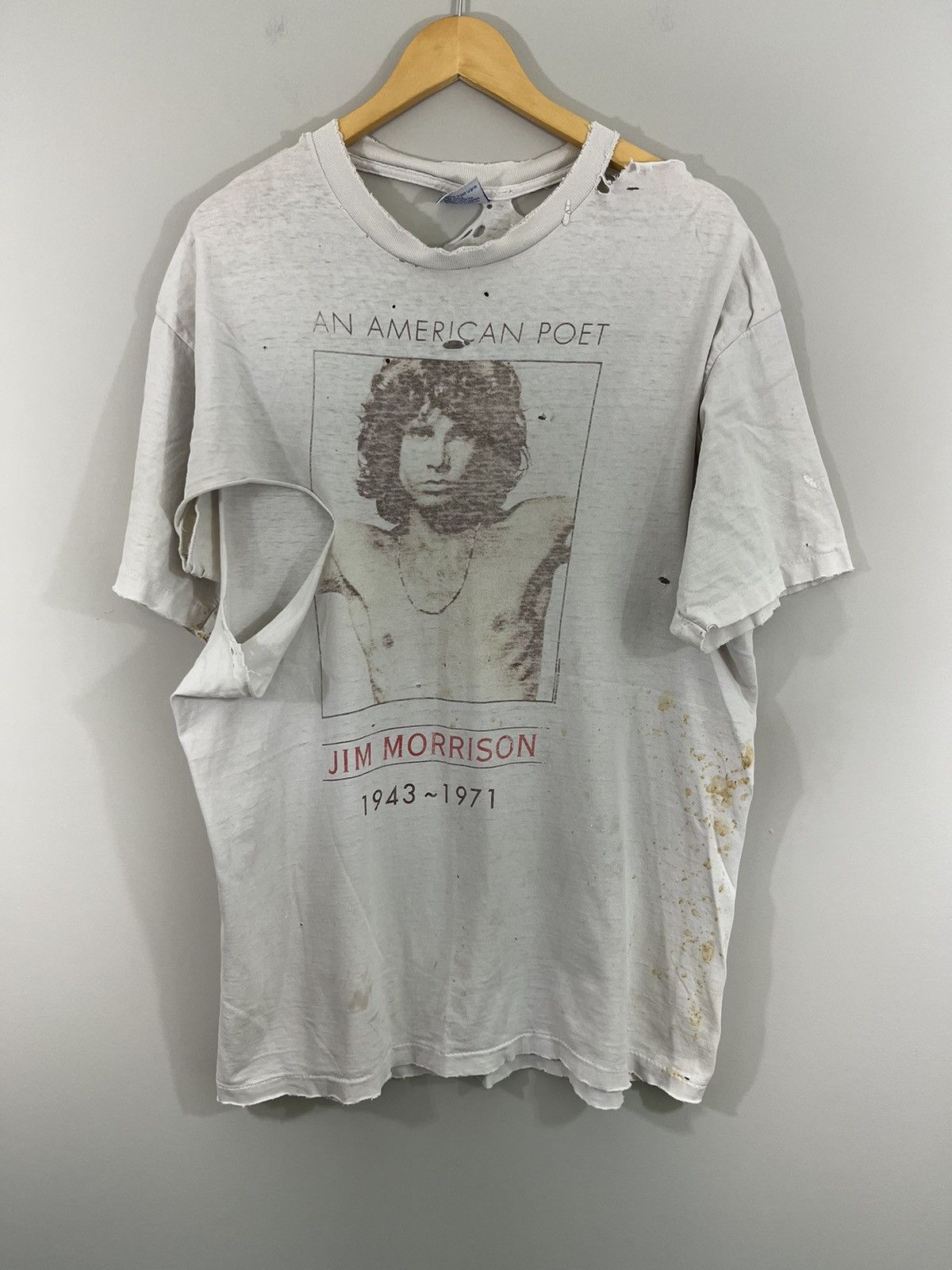 Vintage Single Stitch Jim Morrison Thrashed Distressed Band Tee | Grailed