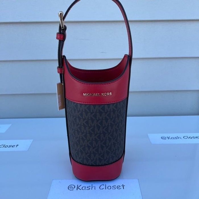 Michael Kors Michael Kors Wine Bottle Holder MK Brown Flame Red Signatur | Grailed