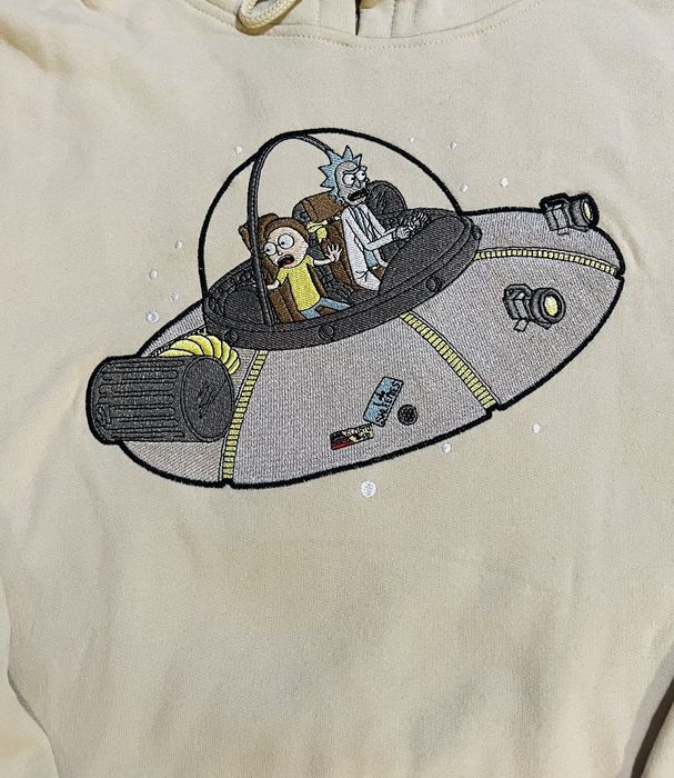 Cartoon Network Rick & Morty large Embroidery Tan Hoodie NWOT | Grailed