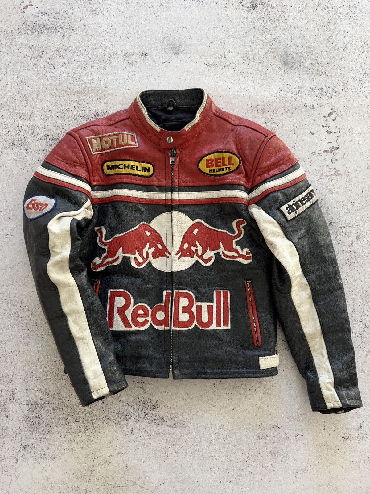 Red Bull × Vintage Vintage Red Bull Leather Racing Jacket V0127 | Grailed