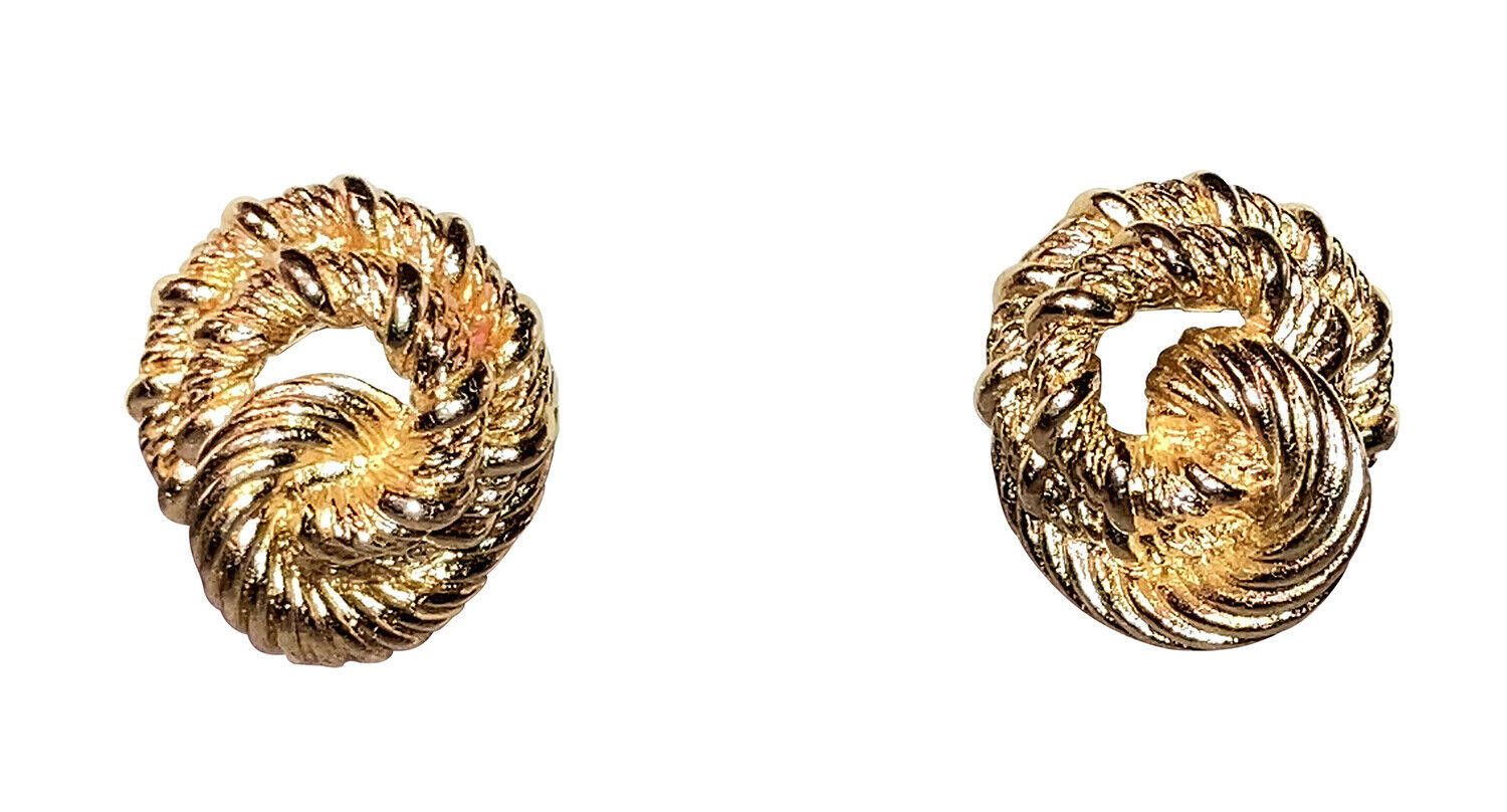 Dior Christian Dior Textured Gold Tone Knot Button Earrings | Grailed