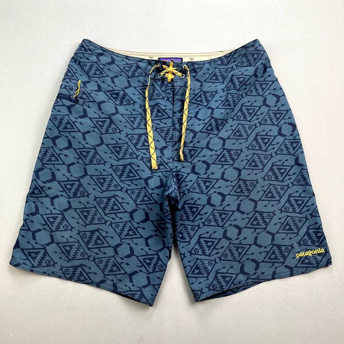 Patagonia Patagonia Planing Board Shorts Men 32 Blue Fish Pattern Swim ...