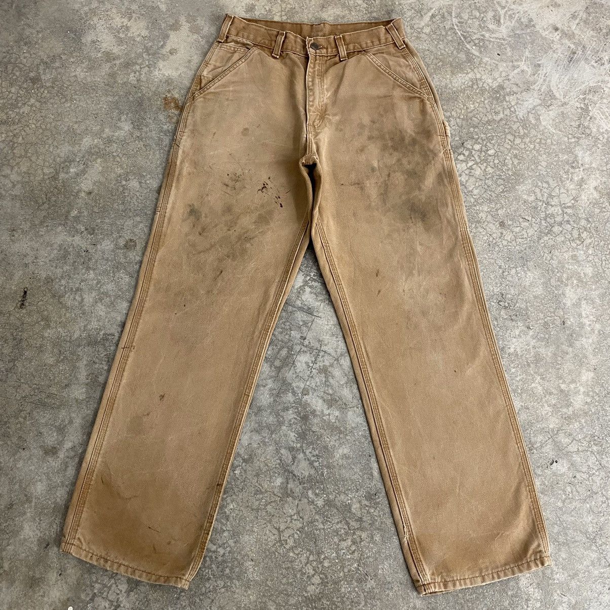 Vintage Vintage Carhartt Faded Tan Dirty Carpenter Work Pants | Grailed