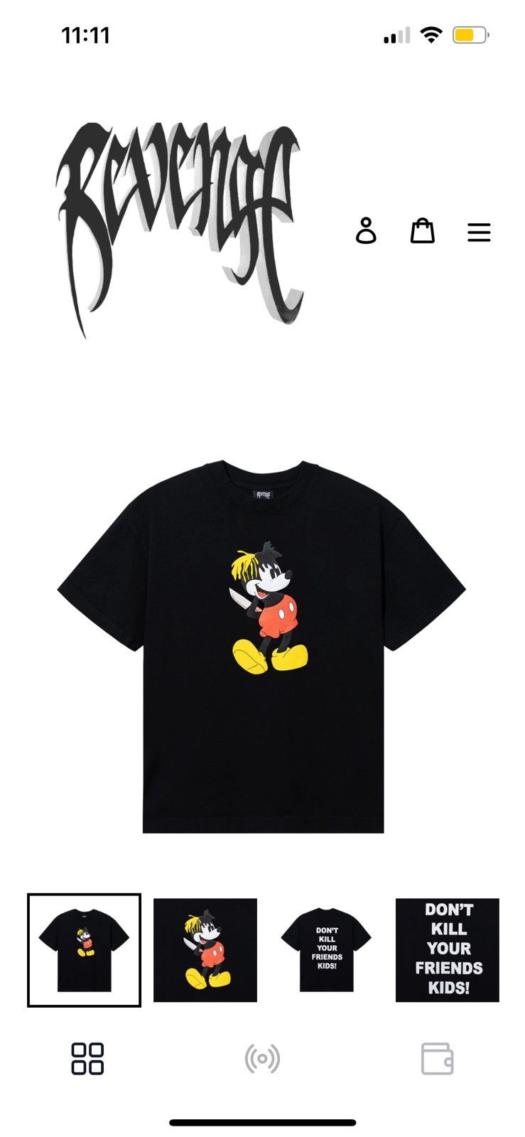Revenge REVENGE XXXTENTACION MICKEY TEE BLACK | Grailed
