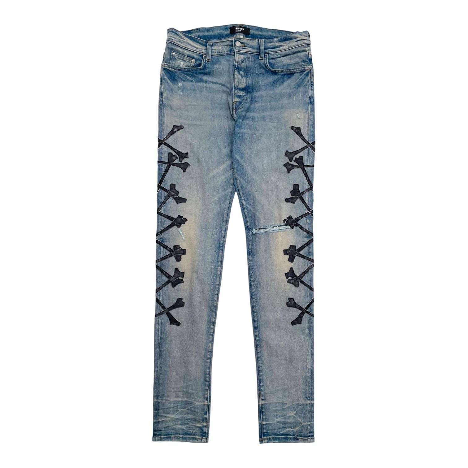 Amiri Amiri Maxfield Exclusive Leather Patch Bones Jeans Original | Grailed