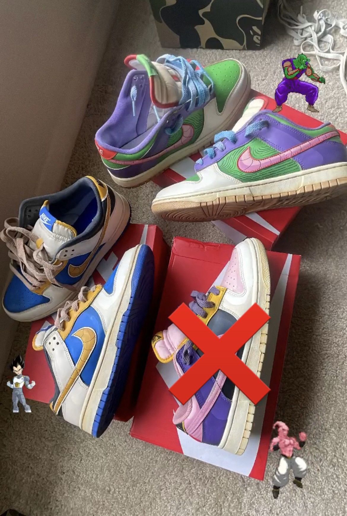 Nike × Streetwear Nike Dunk Low Dragonball Z DBZ Piccolo custom | Grailed
