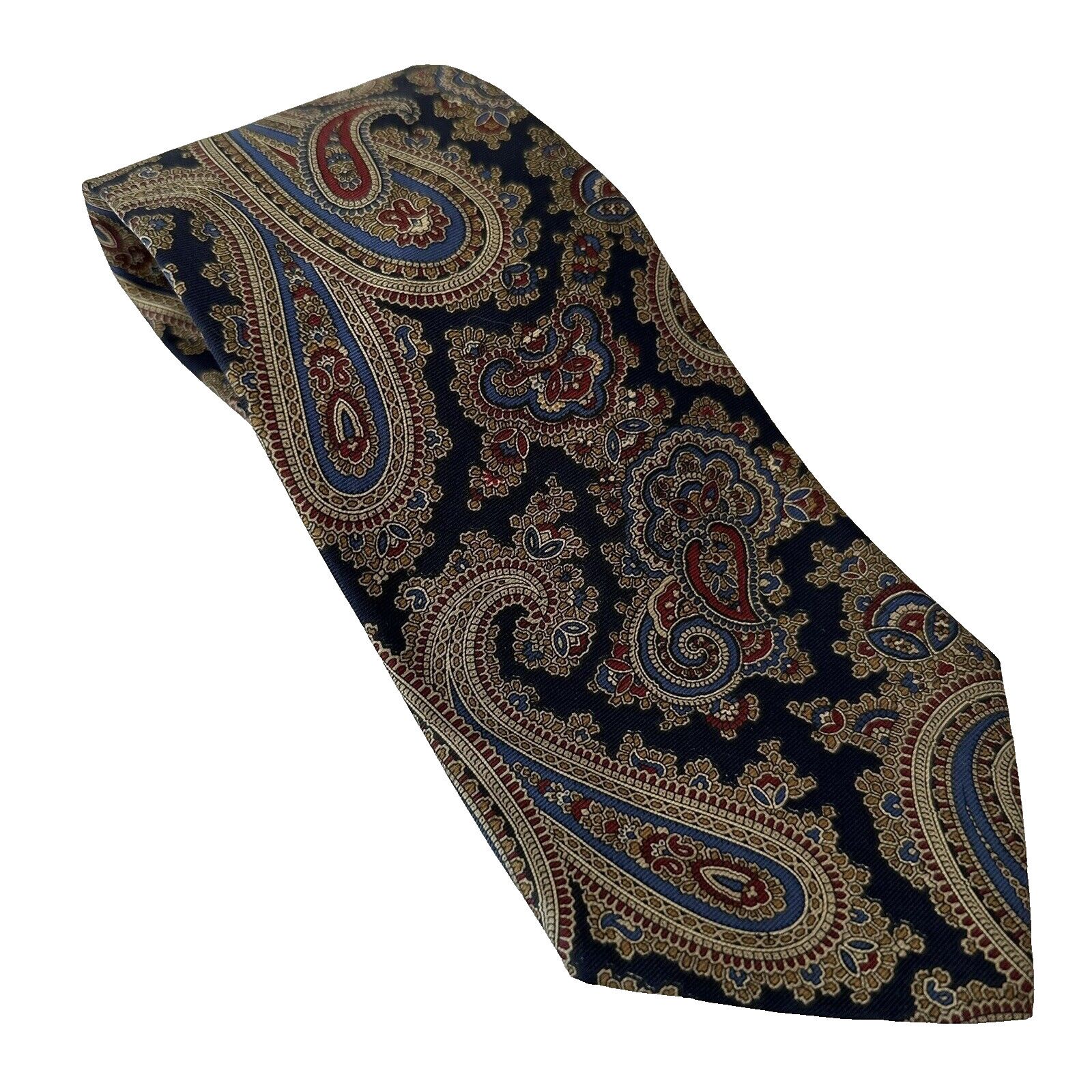 Bert Pulitzer Bert Pulitzer Necktie 100% Silk USA Blue/Red/Tan Paisley ...