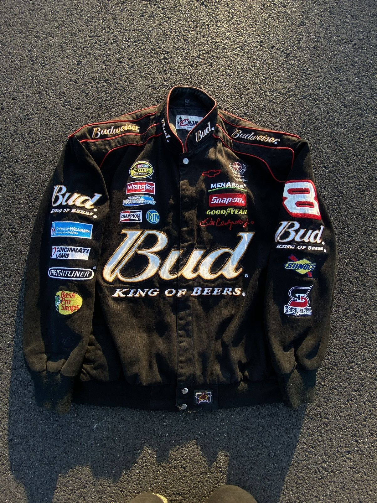 Vintage VTG BUD Budweiser King Of Beer Nascar Racing Bomber Jacket ...
