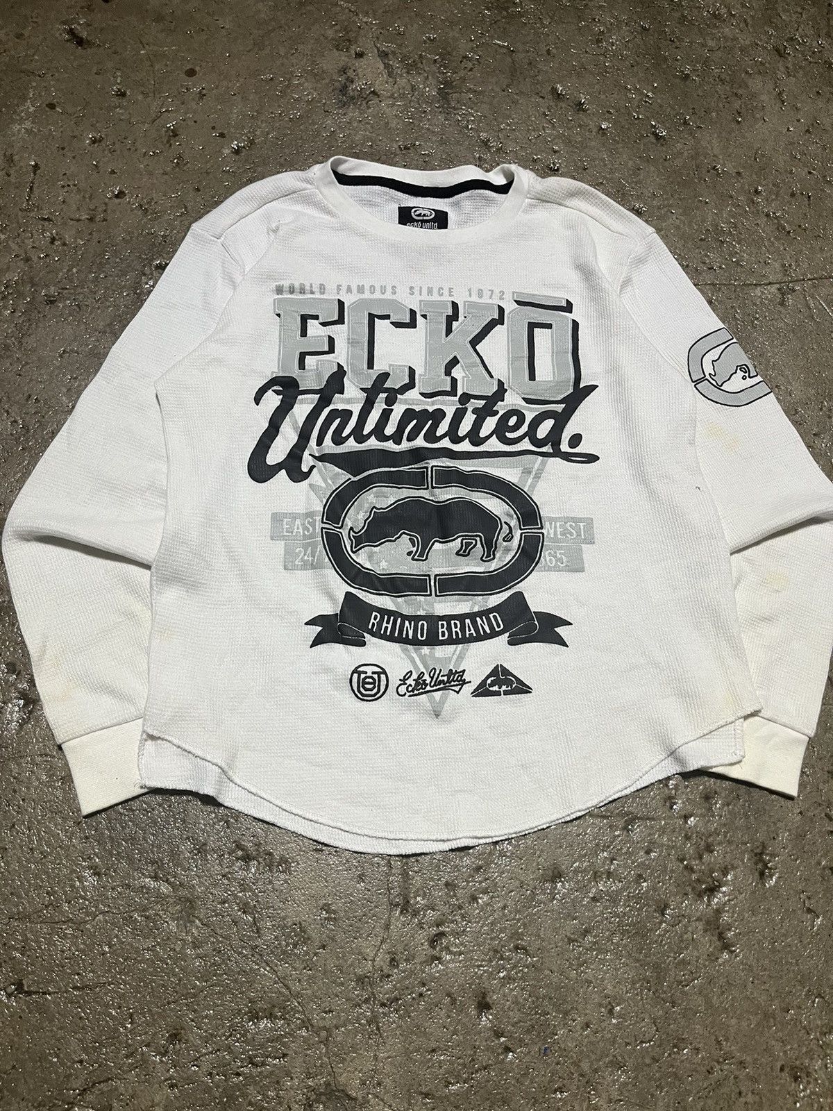 Affliction × Ecko Unltd. × Vintage Crazy Y2K Ecko UNLTD Thermal Skater Long Sleeve Grunge Opium ...