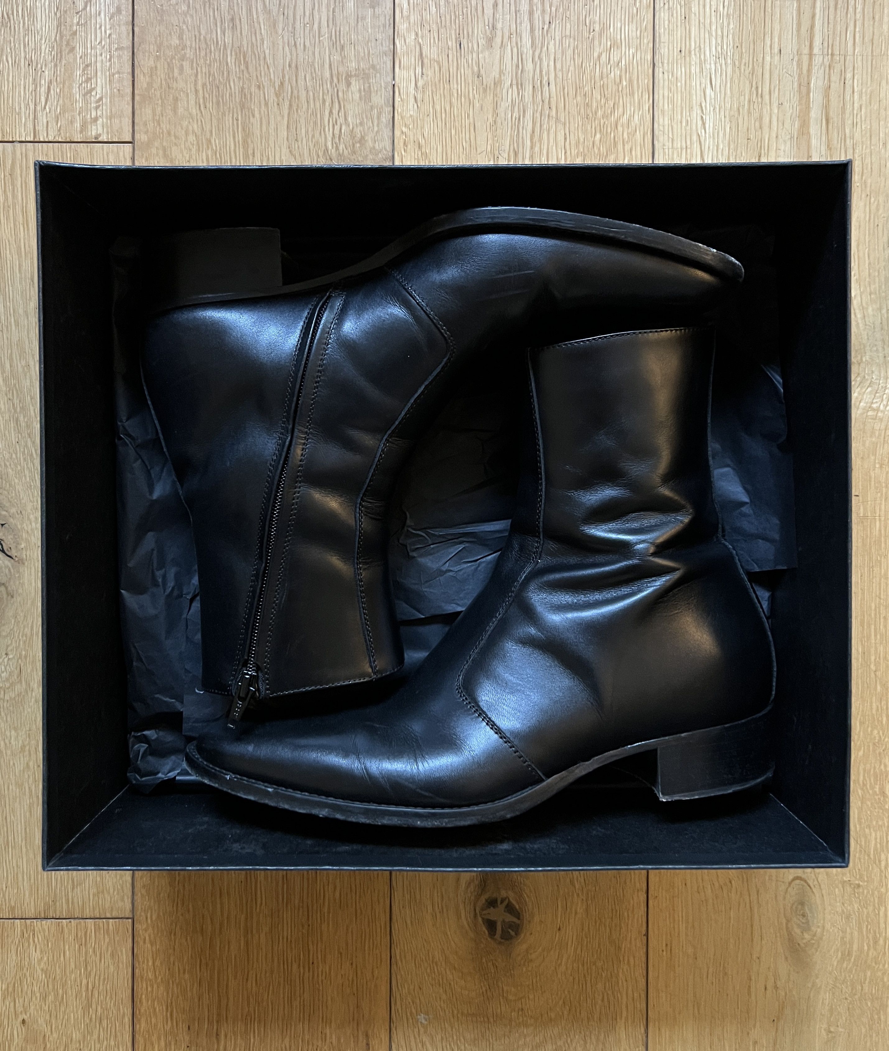 From The First LUCA 40MM (CONCEALED) SIDE ZIP BOOT - BLACK LEATHER ...