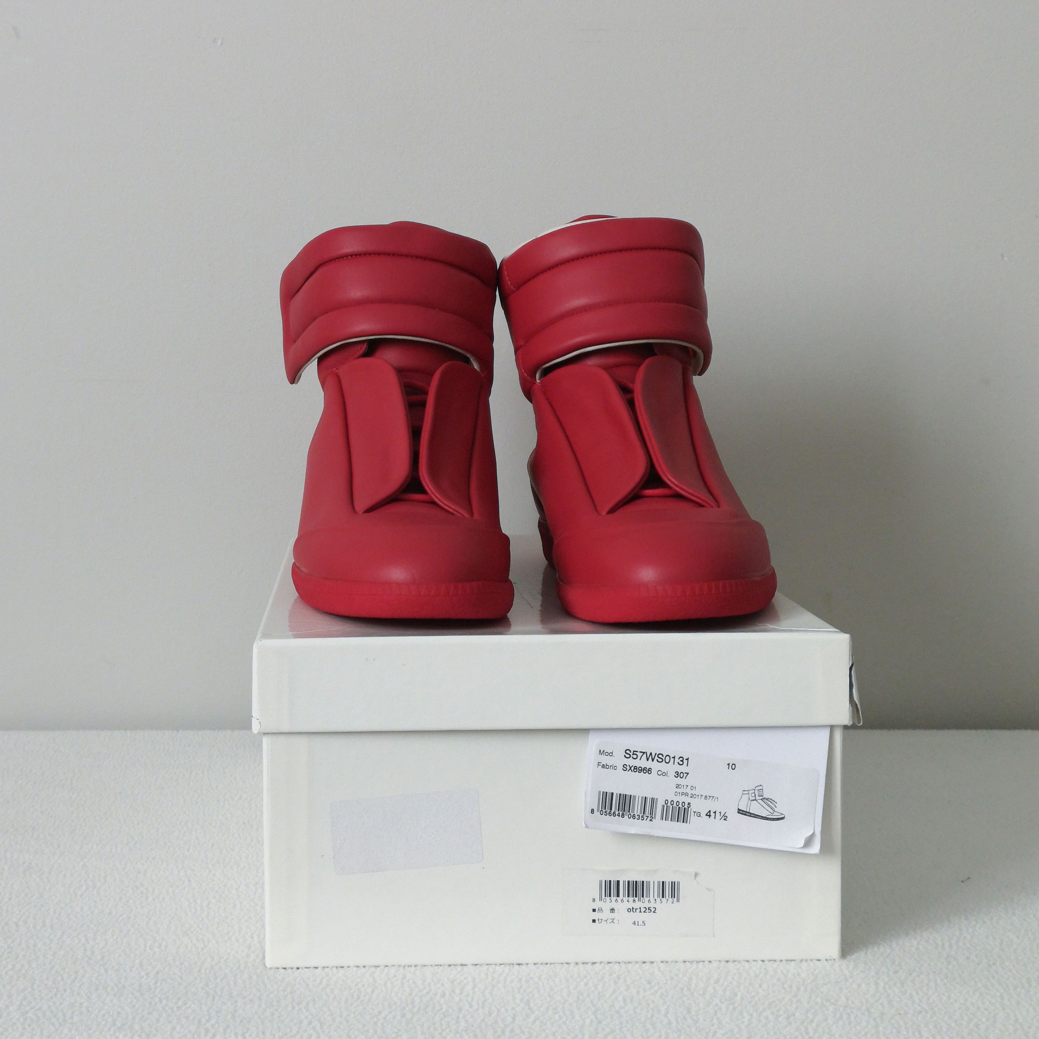 Maison Margiela Red Leather Maison Margiela "Future" High-Top Sneakers ...