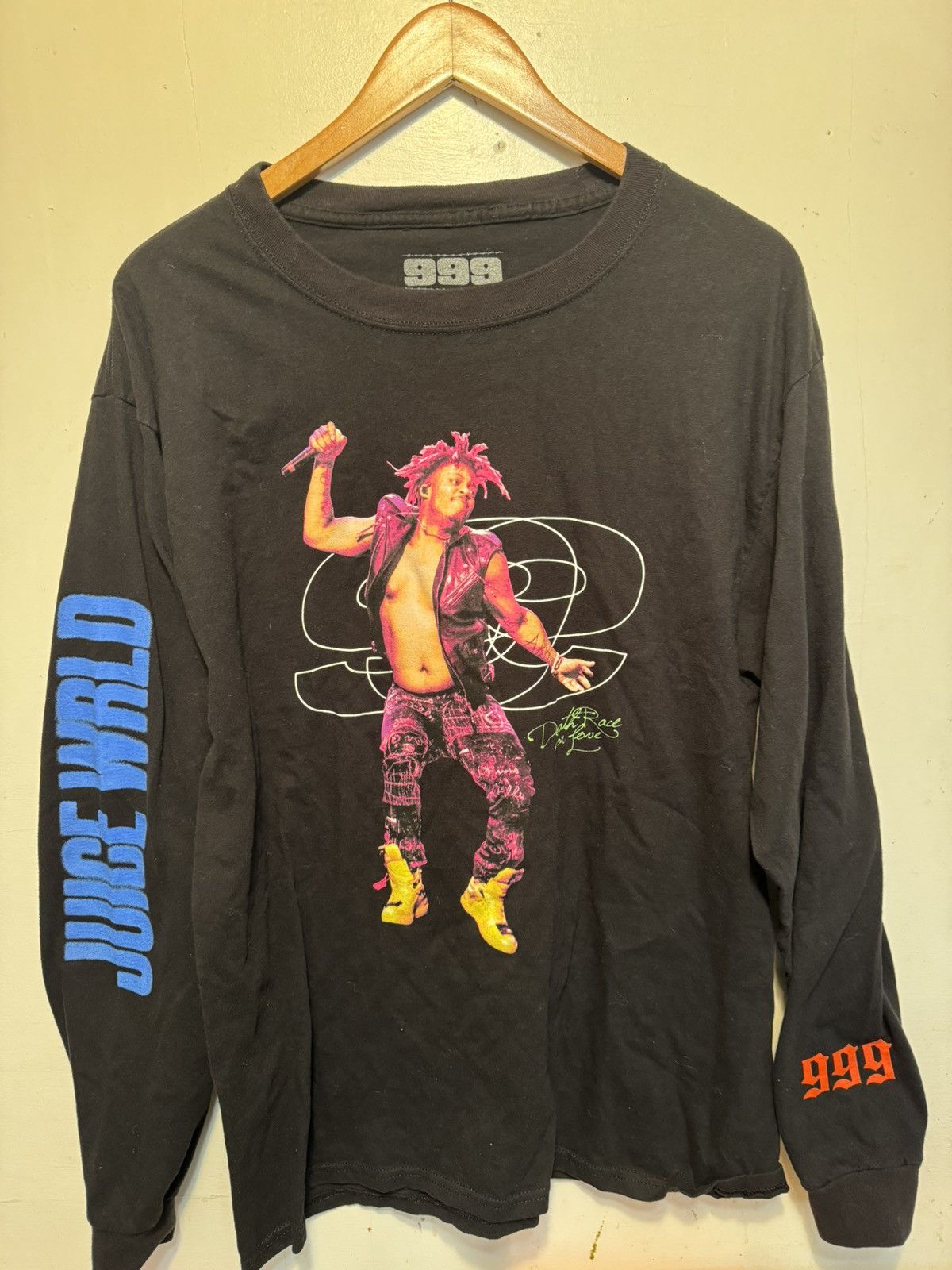 999 Club Juice Wrld Death Race For Love long sleeve auto Tee *RARE ...