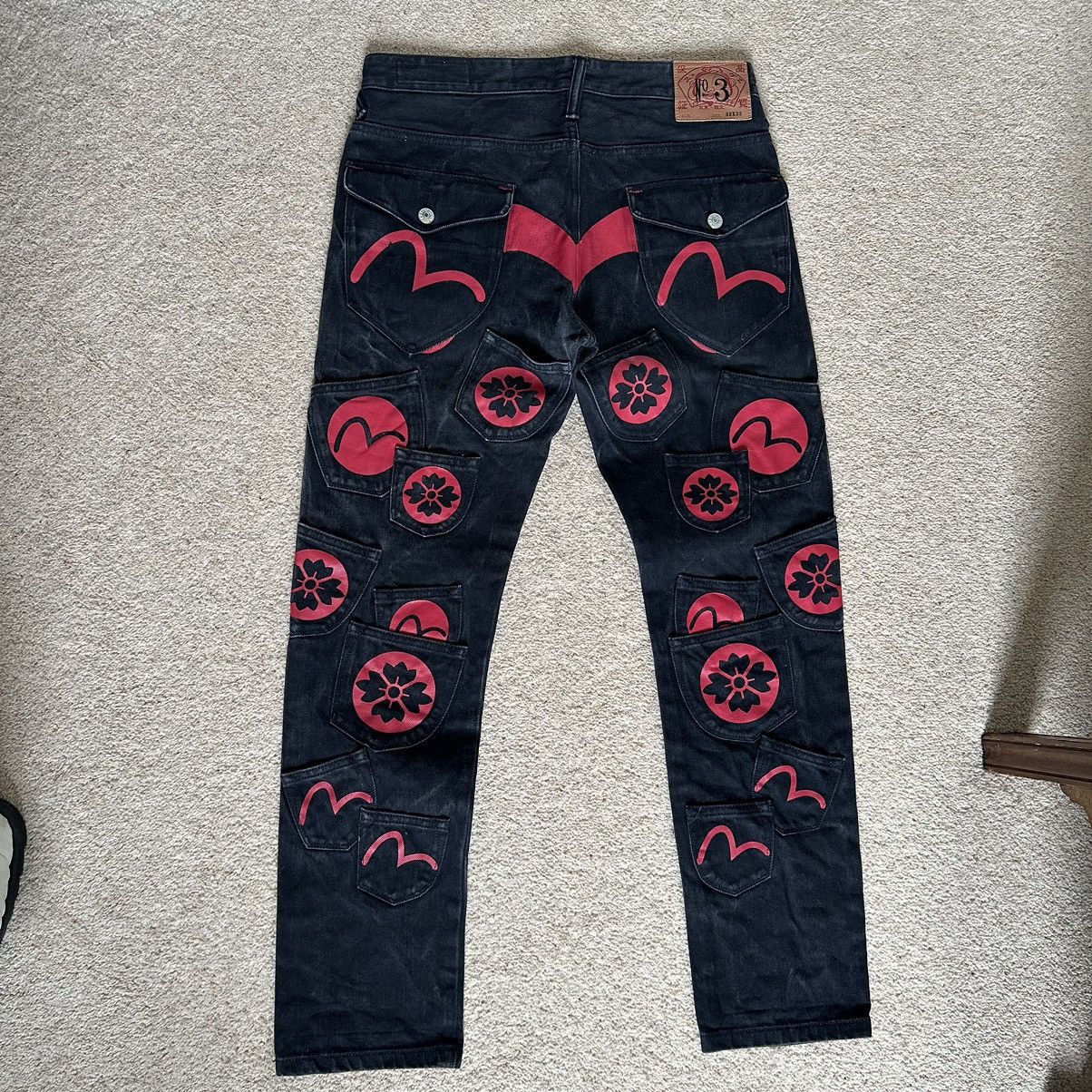 Evisu Evisu Black / Red Multi Pocket Jeans Japanese Selvedge Denim ...