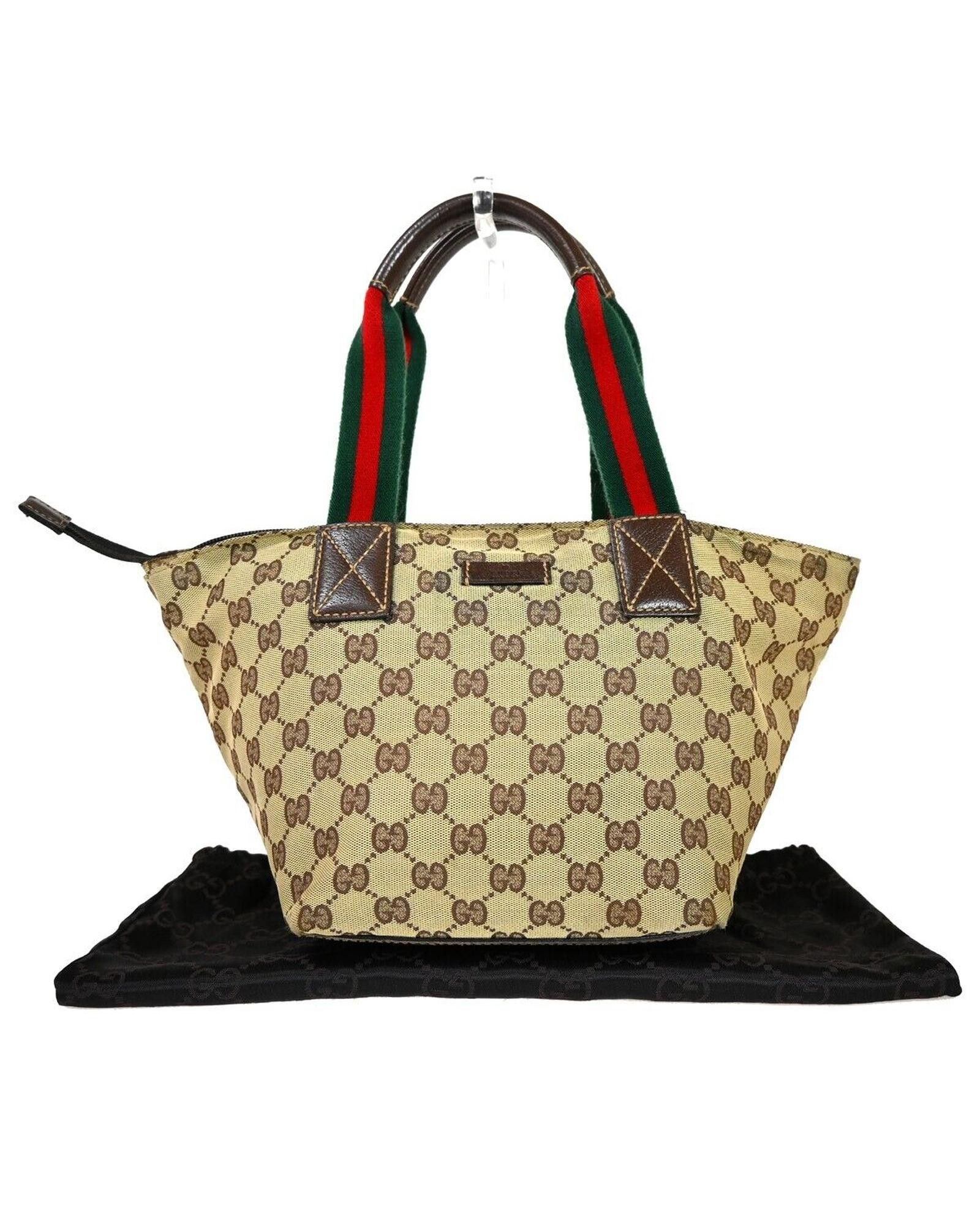 Gucci Beige Canvas Trapezoid Handbag with Signature Pattern | Grailed