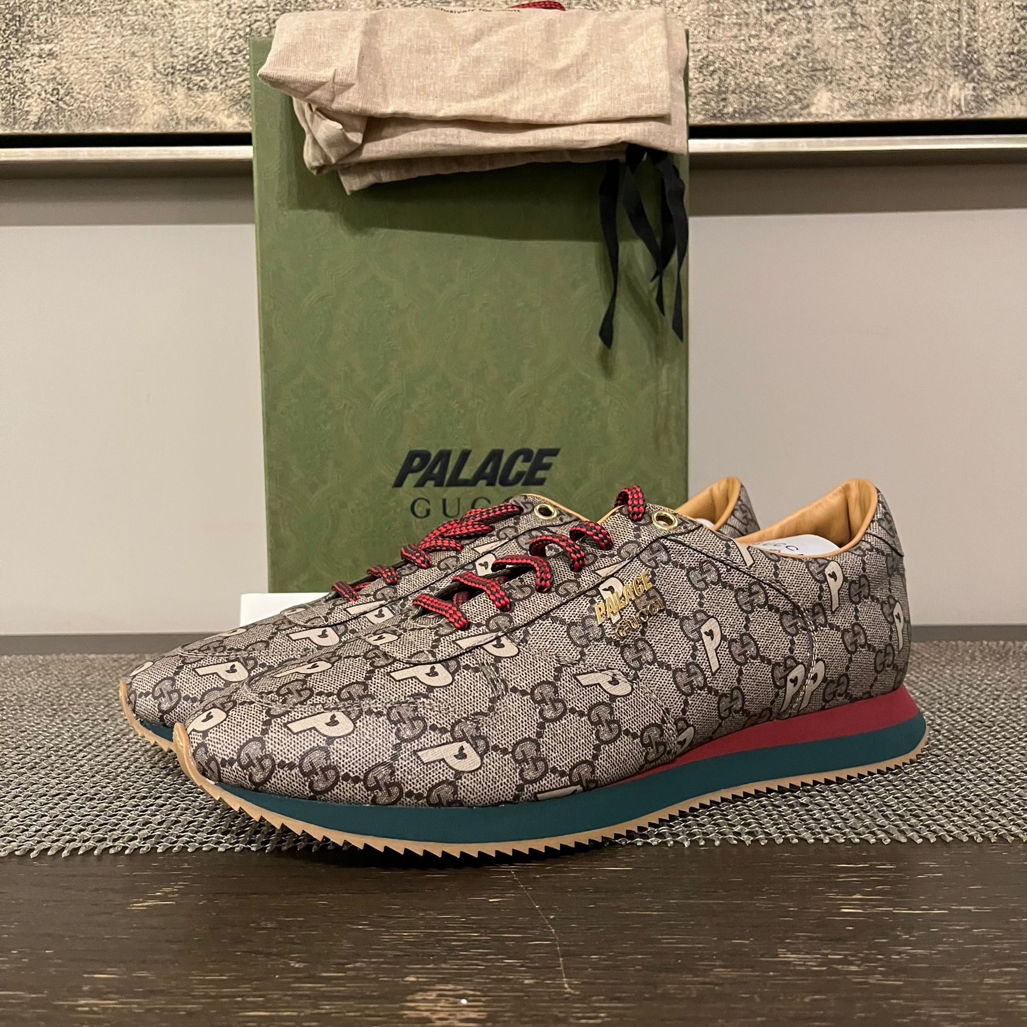 Gucci × Palace Palace x Gucci Monogram Sneakers in Brown / Multicolor ...