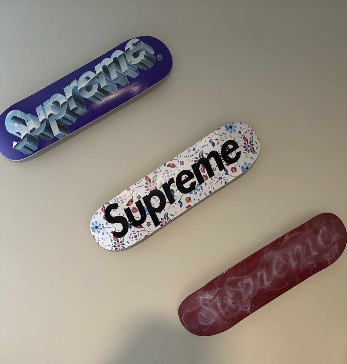 Supreme Supreme Skate Deck: Chrome Logo, Floral Airbrush, Smoke | Grailed