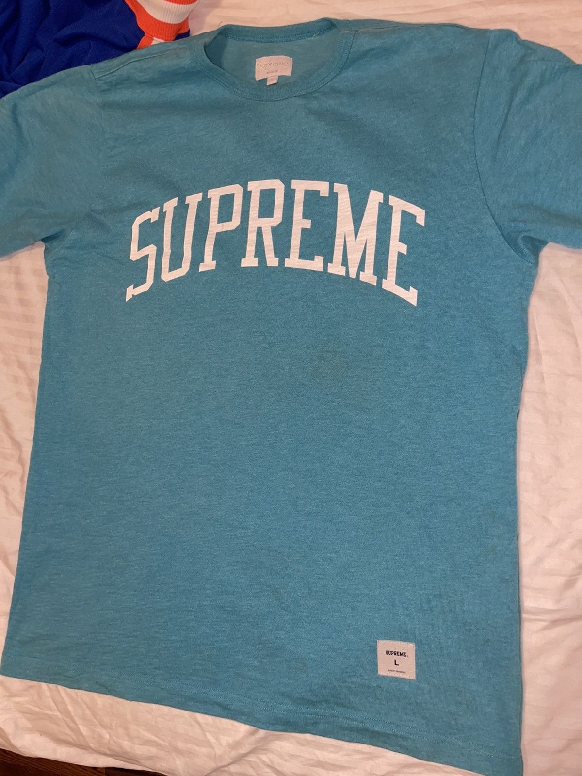 Supreme Vintage Supreme Classic College Arc Logo Blue Teal | Grailed