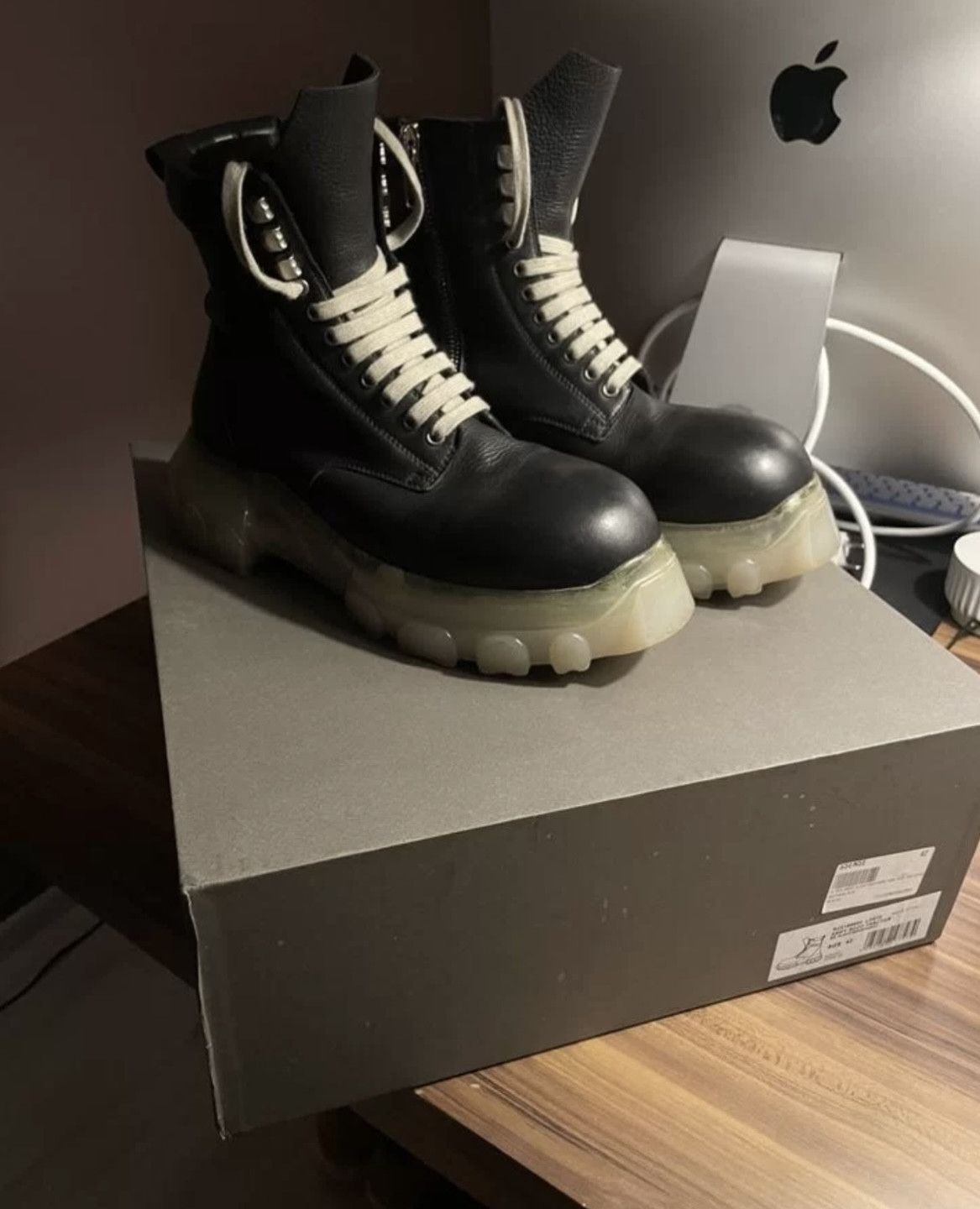 Rick Owens Rick Owens Transparent Bozo Tractor Army Boots | Grailed