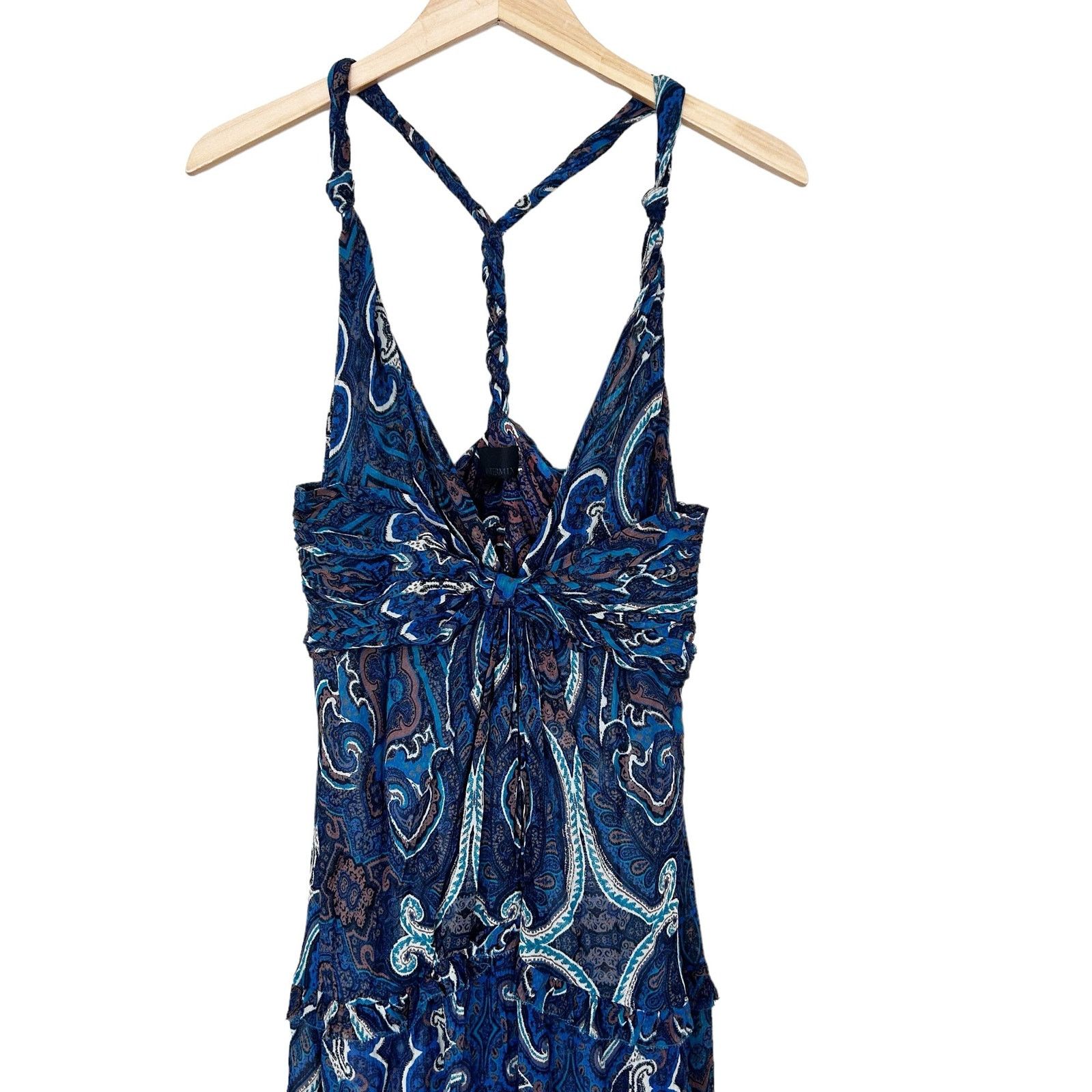 Intermix Intermix Mury Blue Paisley Silk Maxi Dress Sz S | Grailed