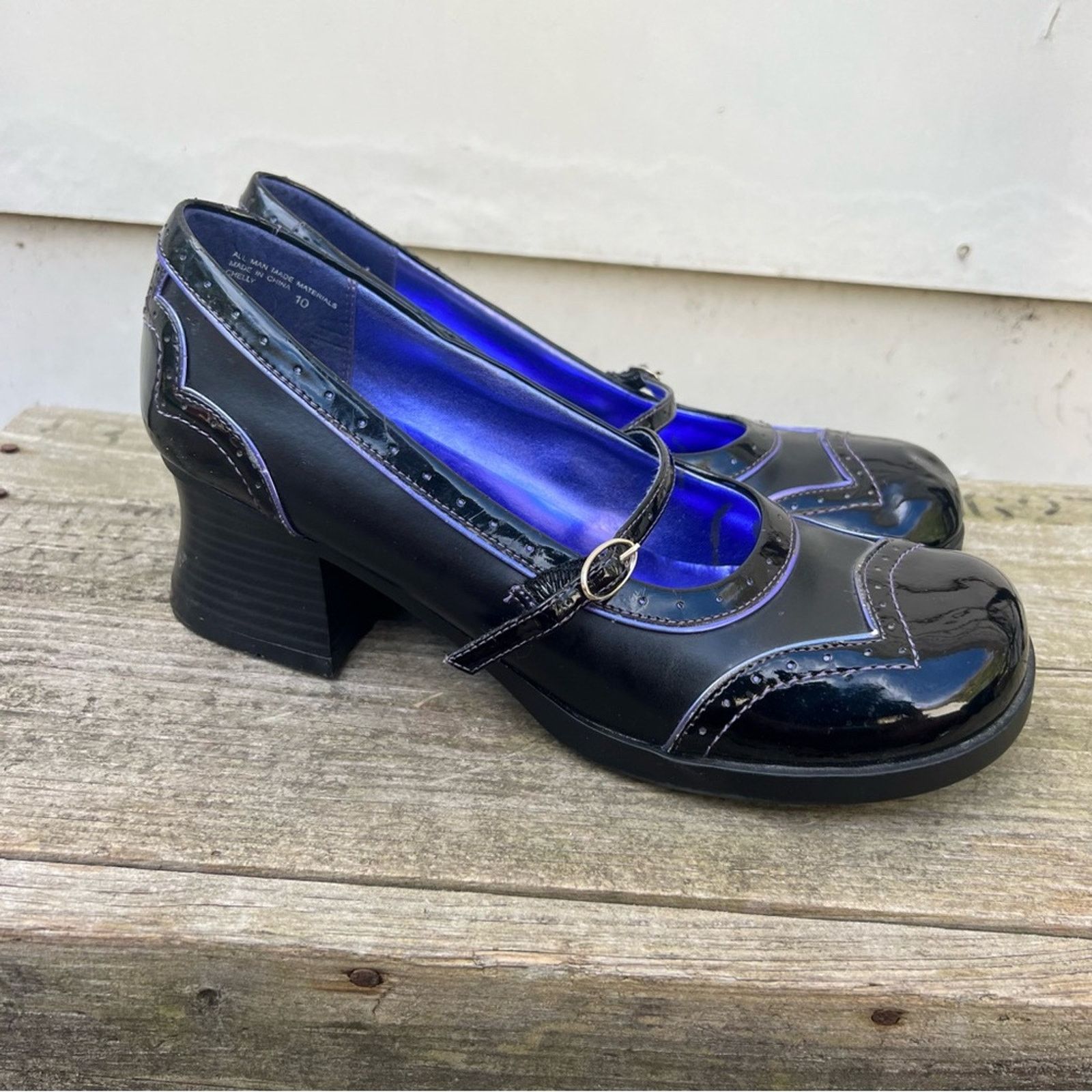 Vintage Y2K Candies Chelly Black Purple Gothy Witch Patent Heels | Grailed