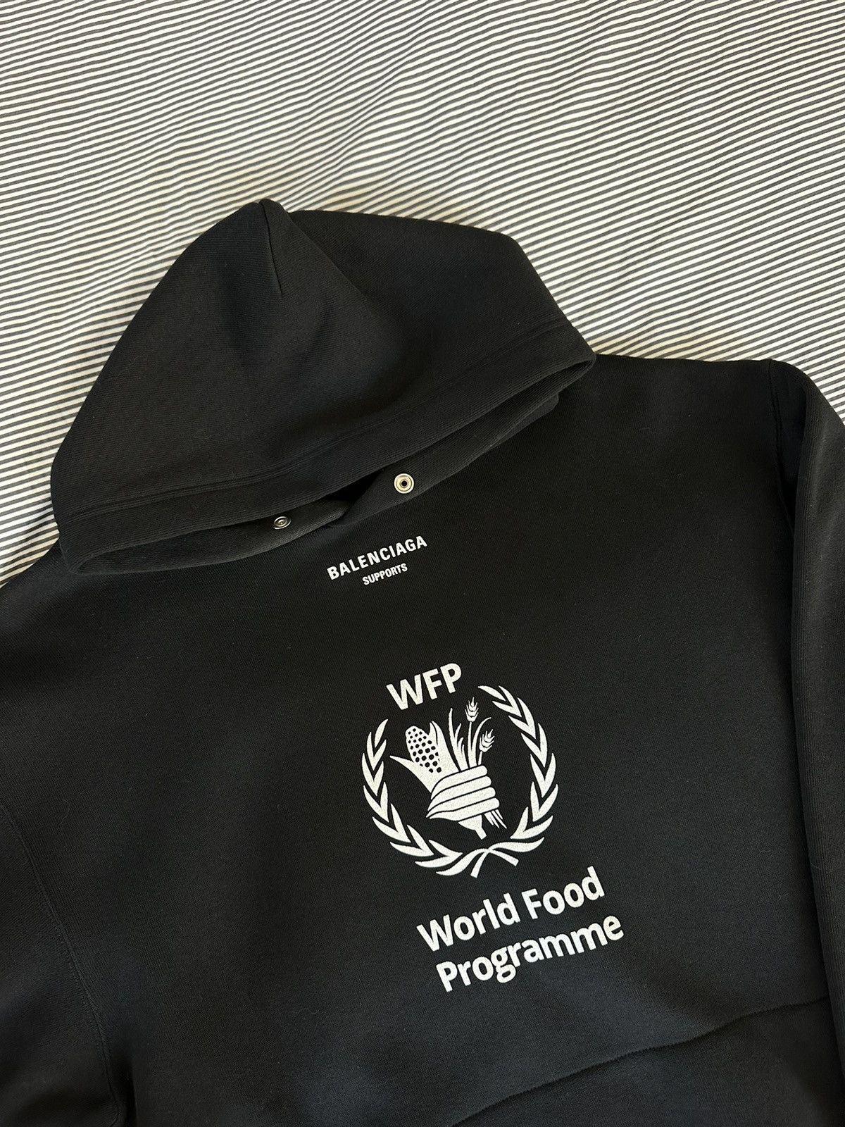 Balenciaga FW18 Black WFP Logo Hoodie | Grailed