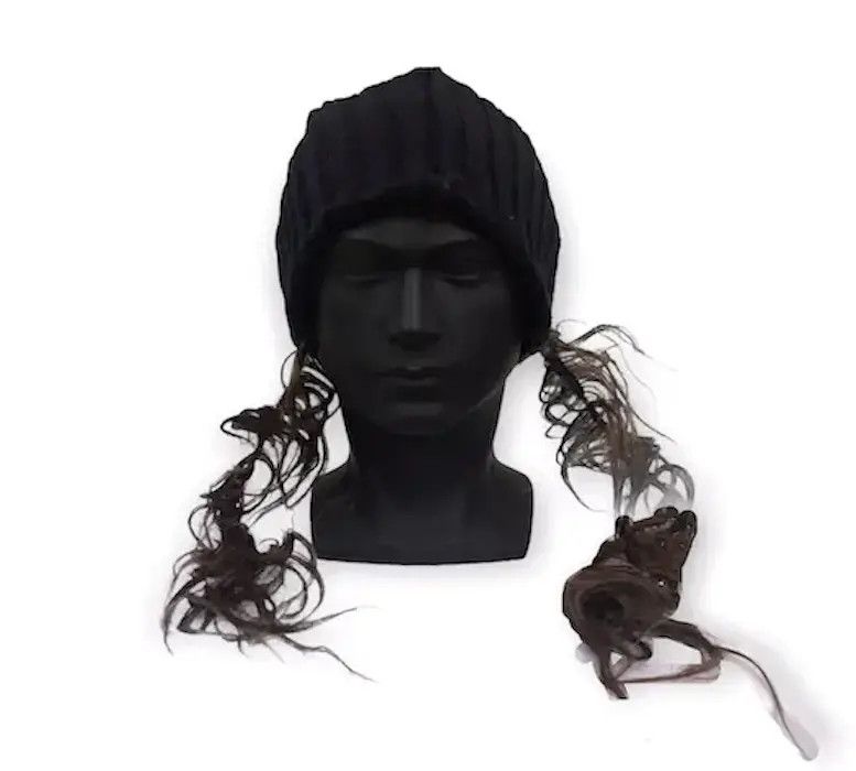 Japanese Brand Japanese Brand Plain with Fake Hair Beanie Hat | Grailed