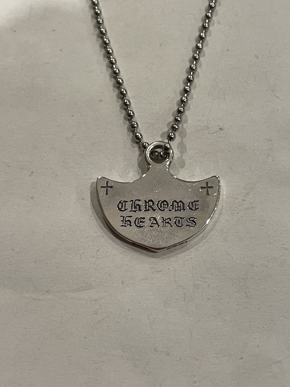 Chrome Hearts Chrome Hearts Trinket Shield Pendant Ball Chain Necklace ...