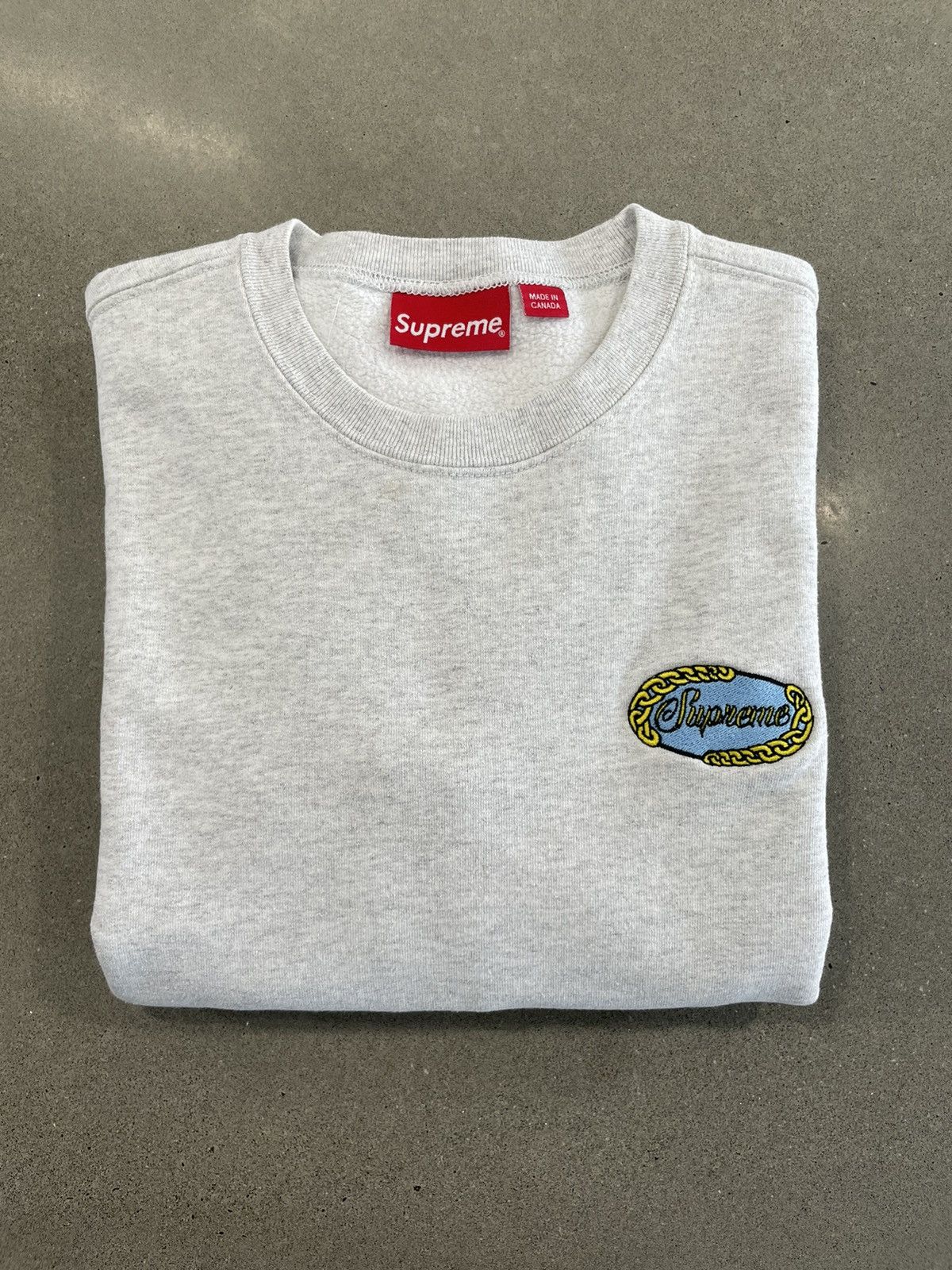 Supreme RARE: S/S 2019 Supreme Chain Logo Crewneck "Ash Grey" | Grailed